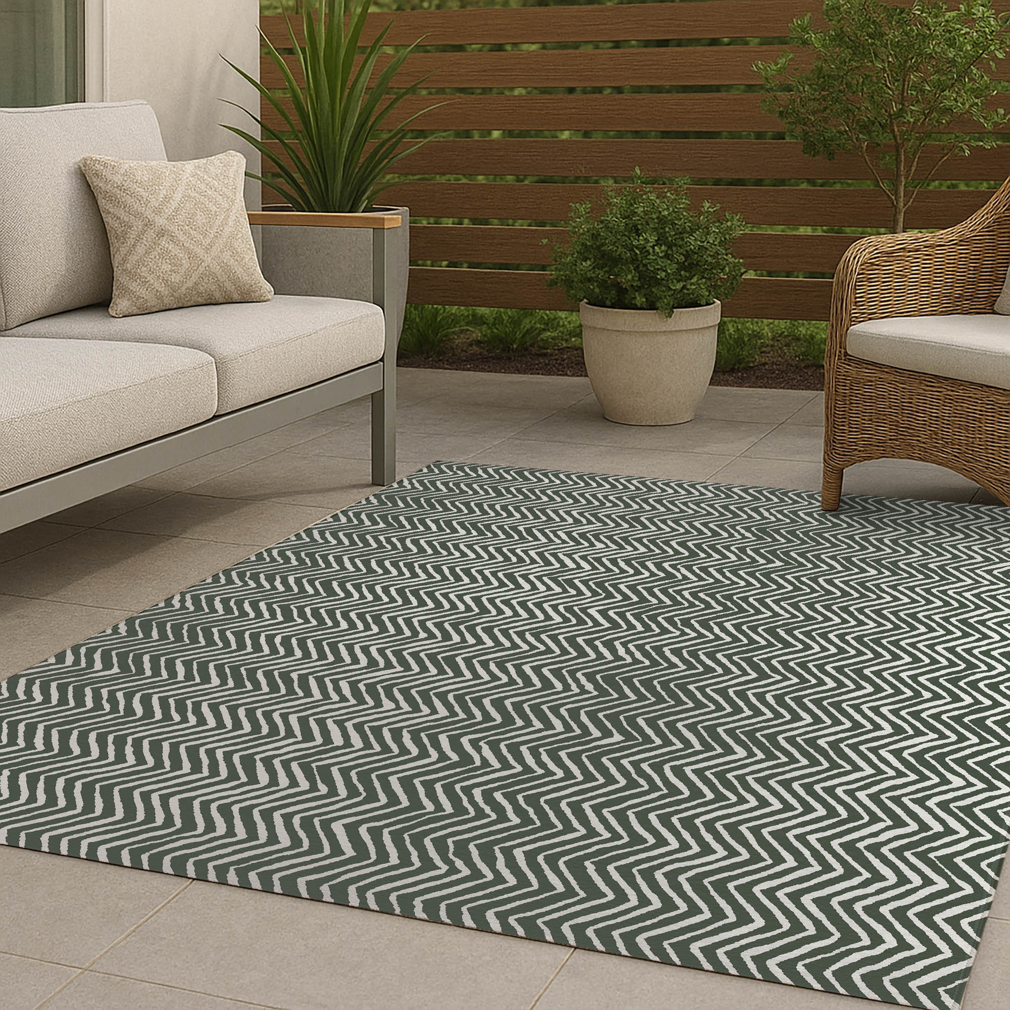 Gracie Oaks Chevron Snug Non-Slip Outdoor Rug | Wayfair