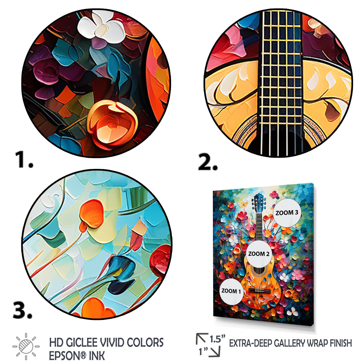 Winston Porter Green Foral Harmony Guitar - Music Wall Art | Wayfair