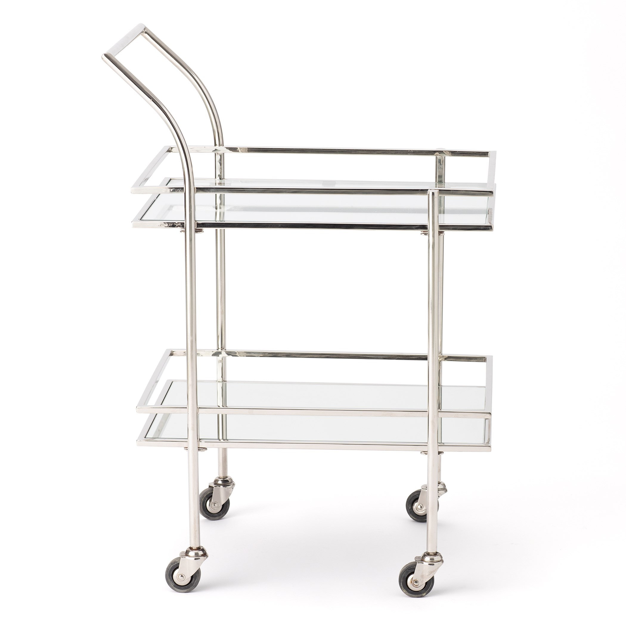Signature III Rectangular Bar Cart W/Mirror-Nickel | Wayfair