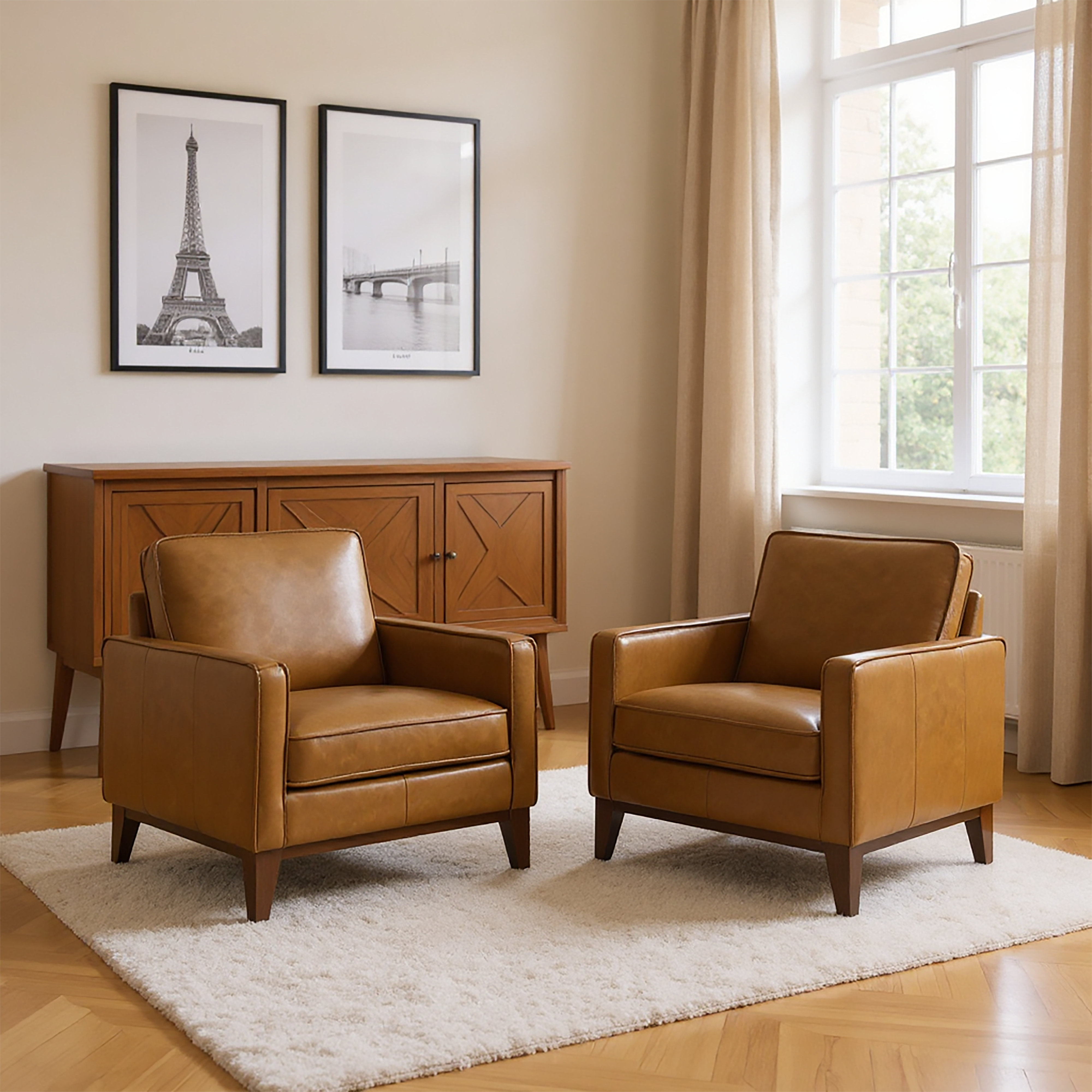 Wade Logan Caliah Caspar Leather Arm Chair In Caramel (Set Of 2 ...