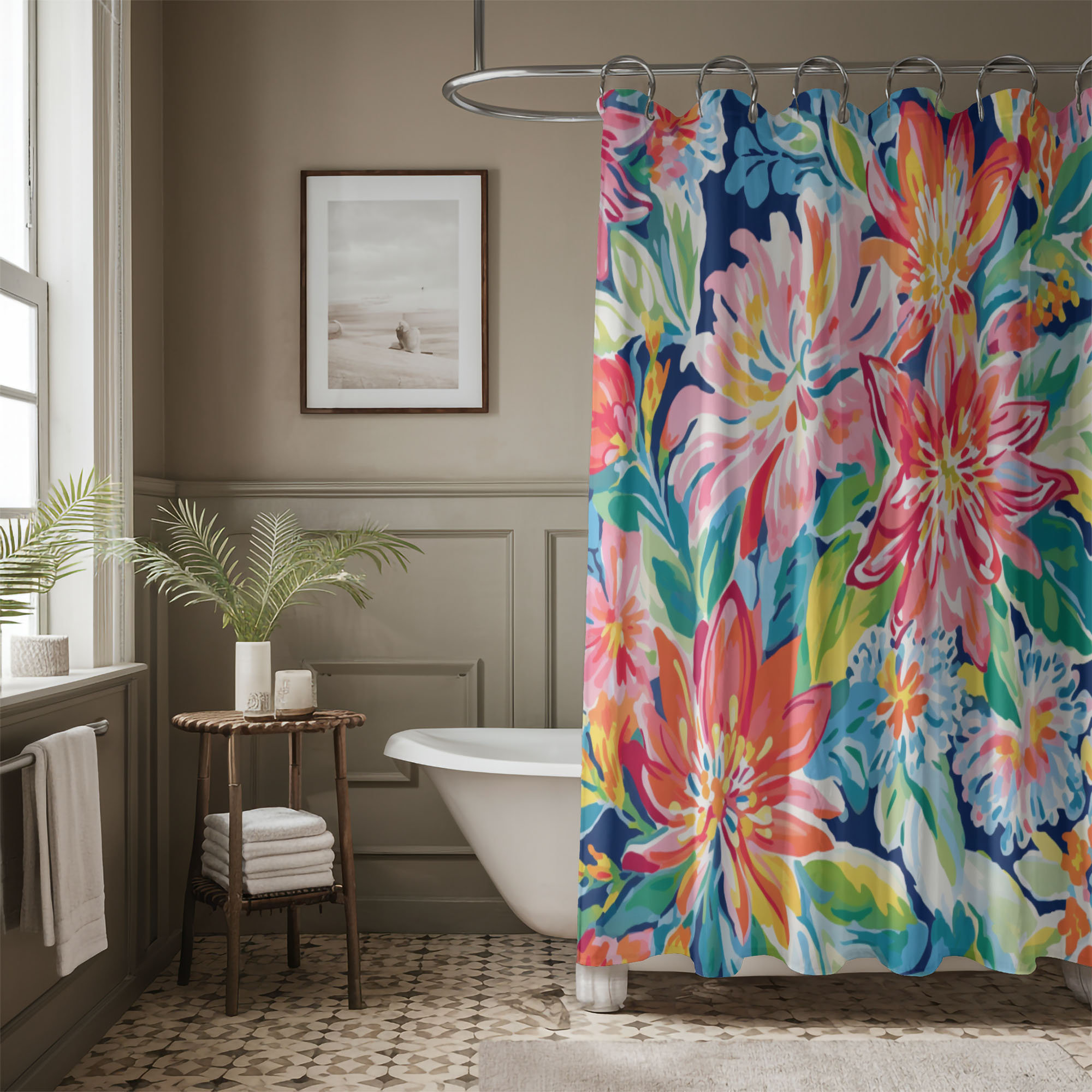 East Urban Home Blossom Assortment - 1 Piece Standard Shower Curtain ...