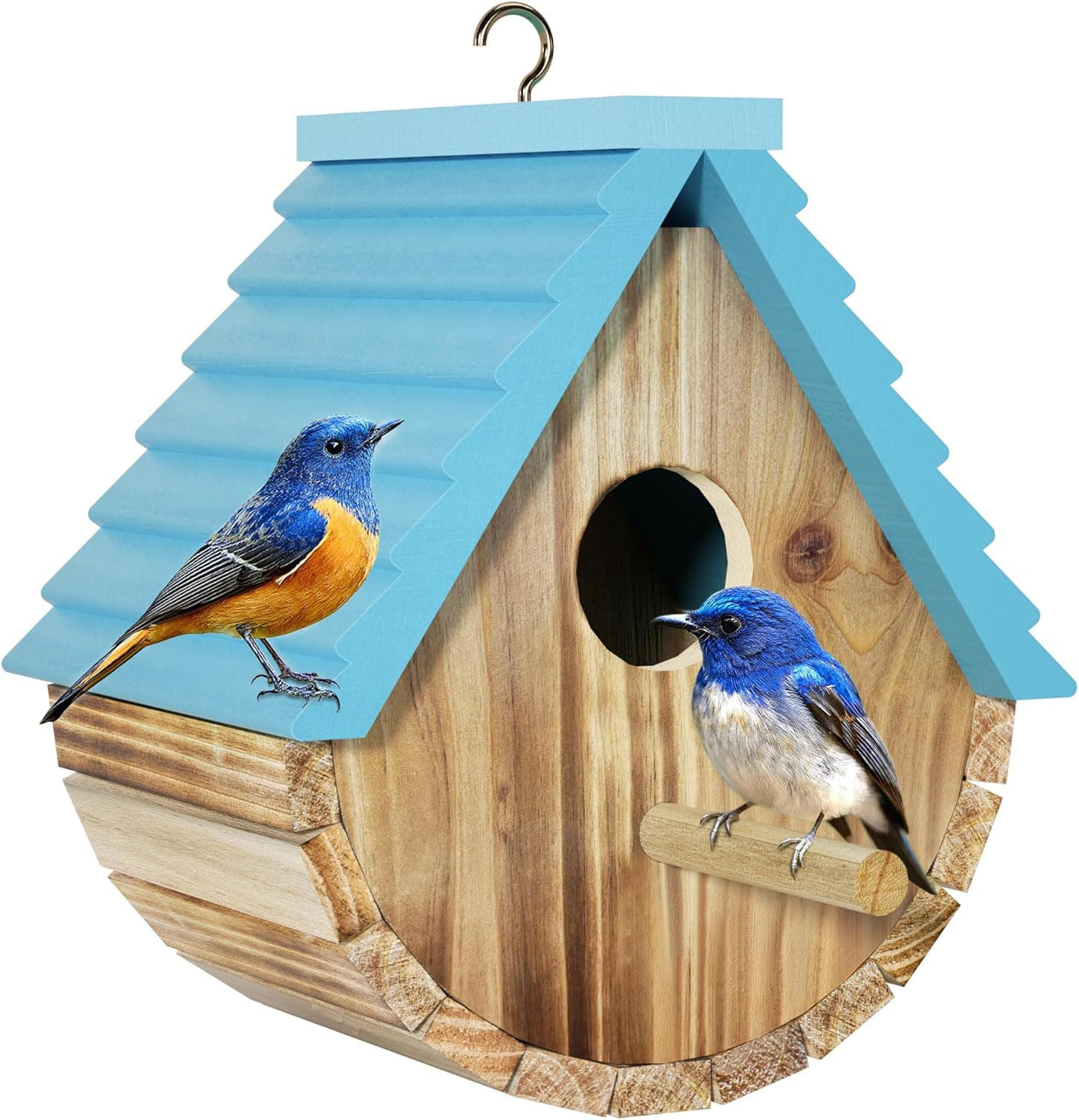 Ophelia & Co. Hanging Wooden Bird House - Outdoor for Bluebird/Cardinal ...