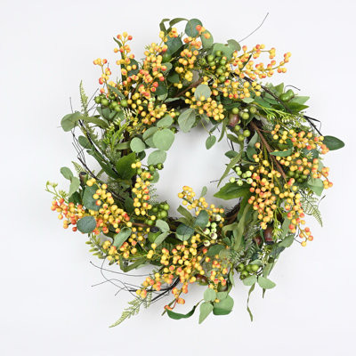 The Holiday Aisle® 24" Farmhouse Artificial Eucalyptus Berry Spring ...