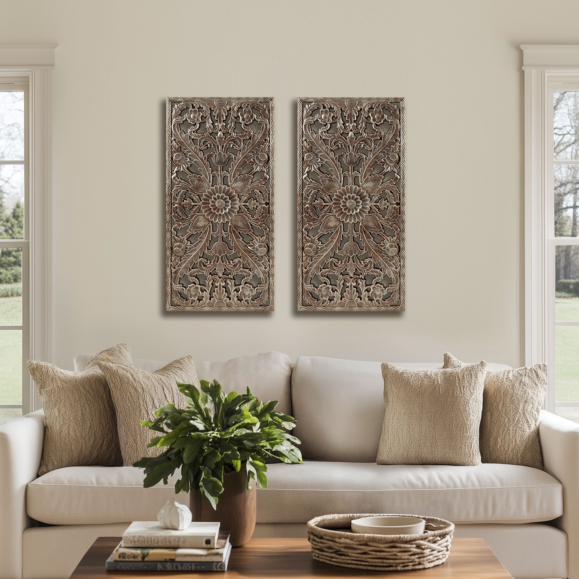 Fleur De Lis Living Abequa Carved Wood 2-piece Wall Art Set & Reviews ...