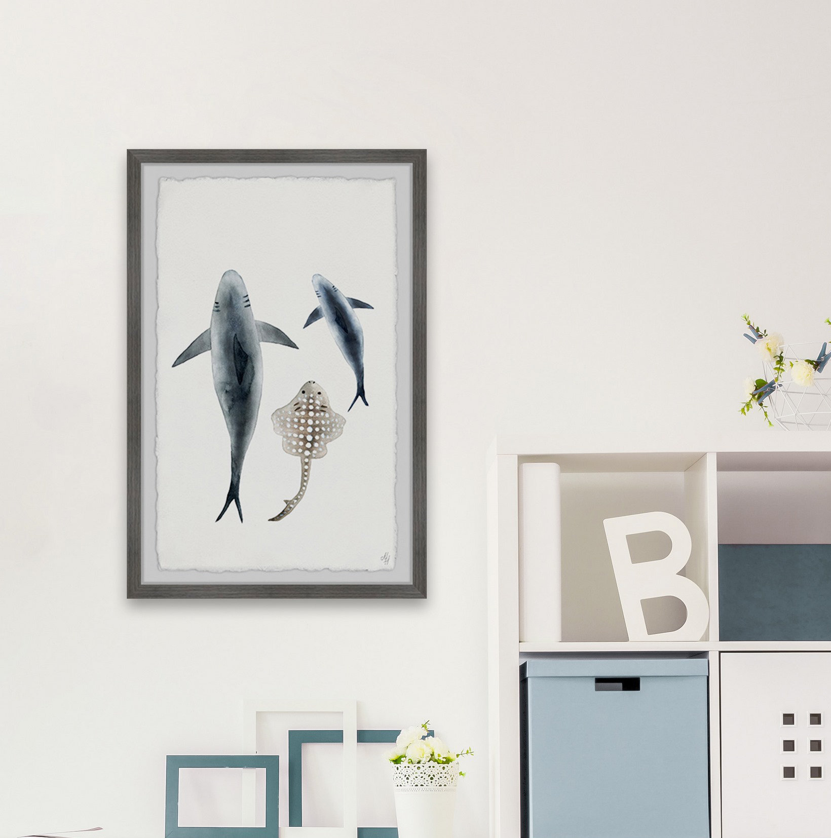 Isabelle & Max™ Chisholm 'Sharks and the Ray' Framed Print | Wayfair