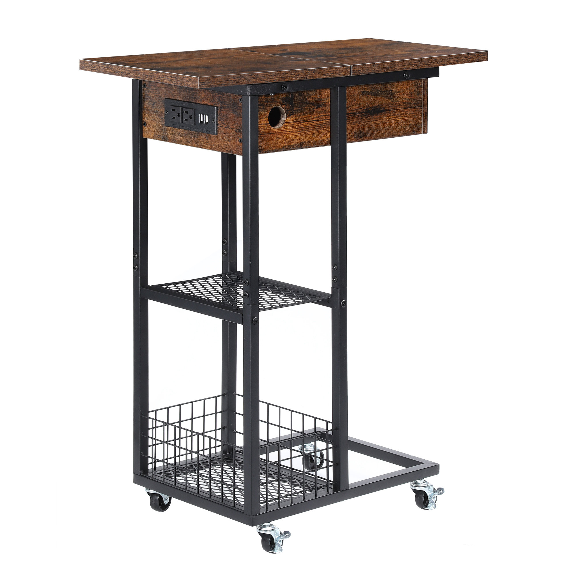 Inbox Zero Side Table,C Table End Table With USB Ports And Outlets ...