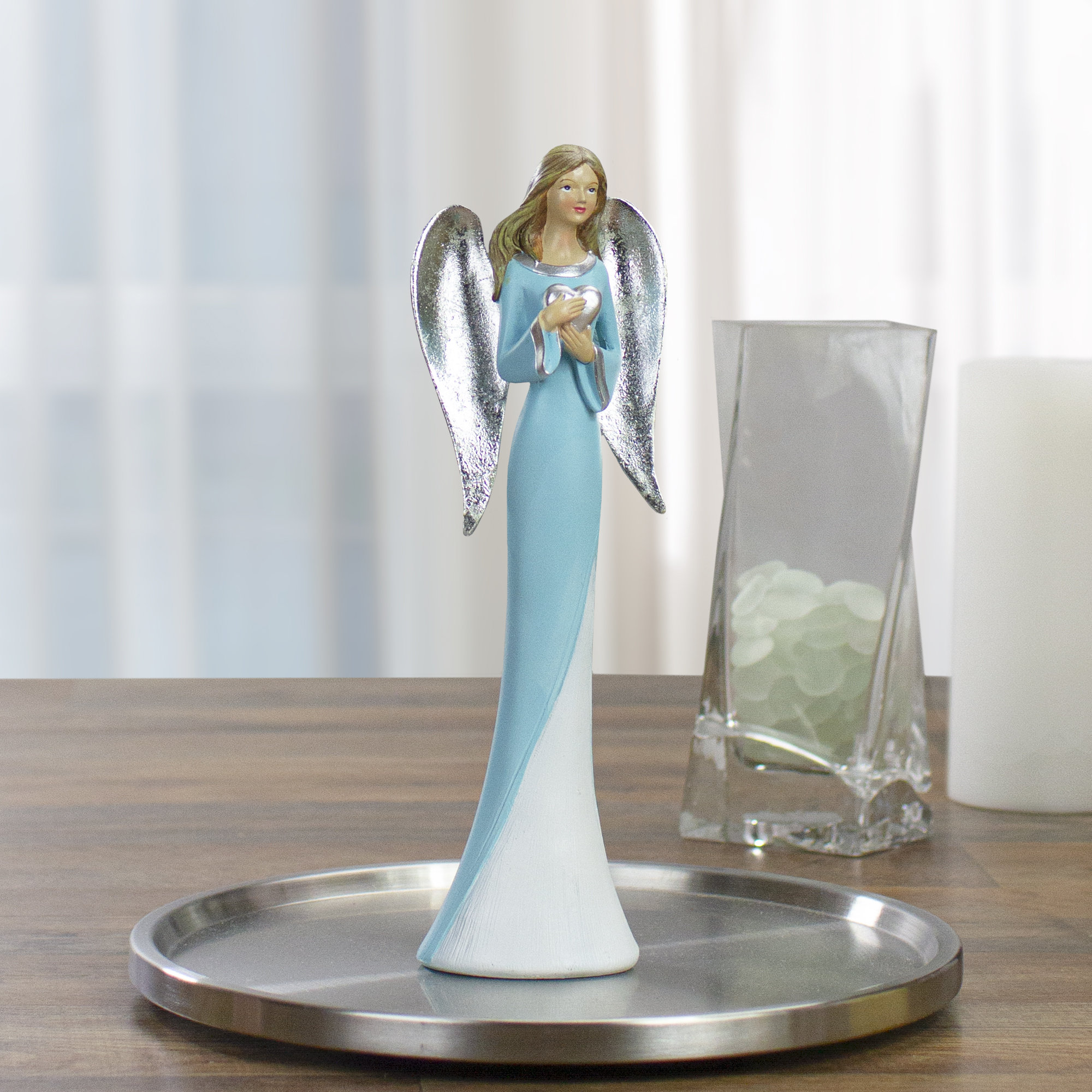 Northlight Seasonal 16" Blue and White Angel Figure Holding a Heart ...
