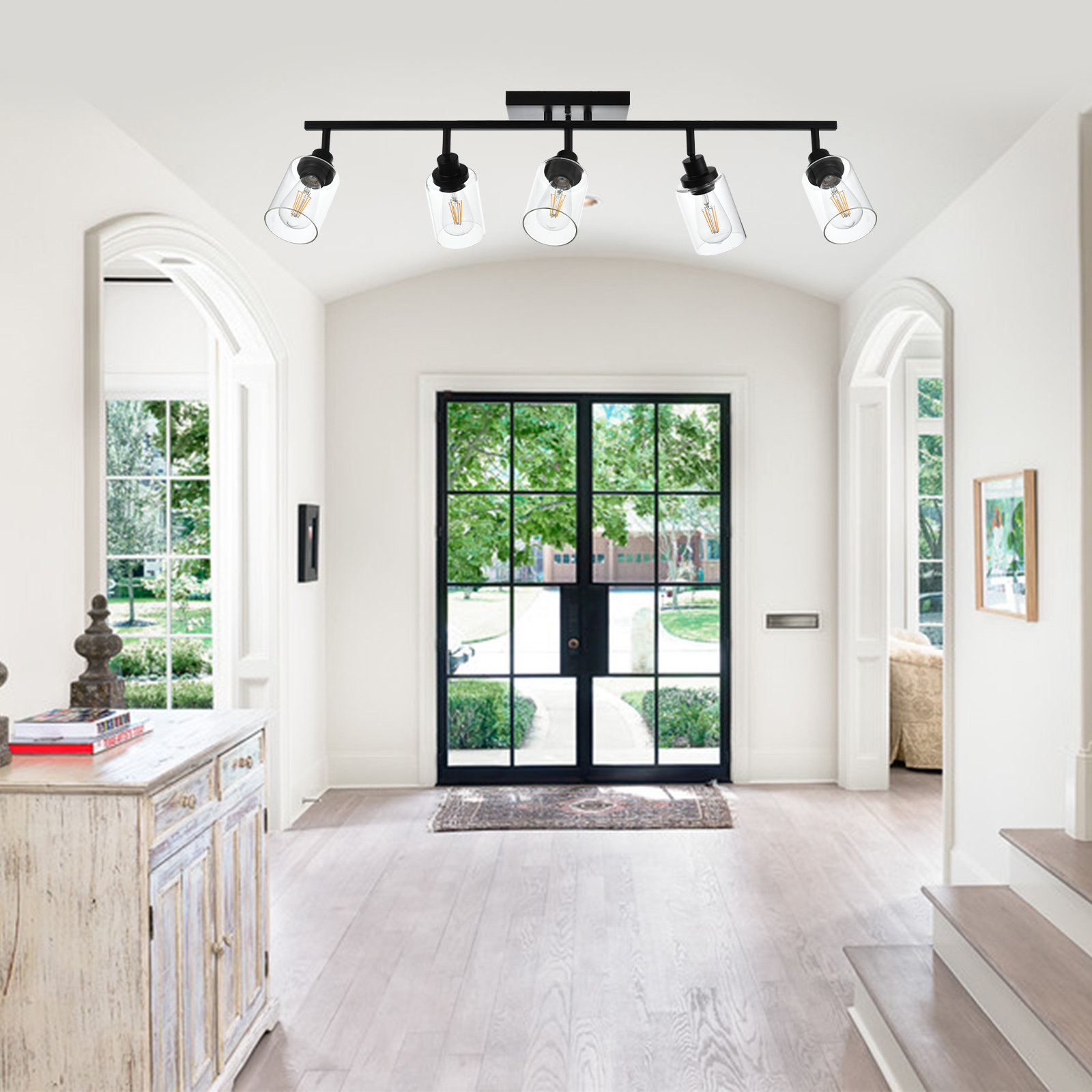 WINSHEN 5-Light Track Lighting, Matte Black, Centre Swivel Bar ...