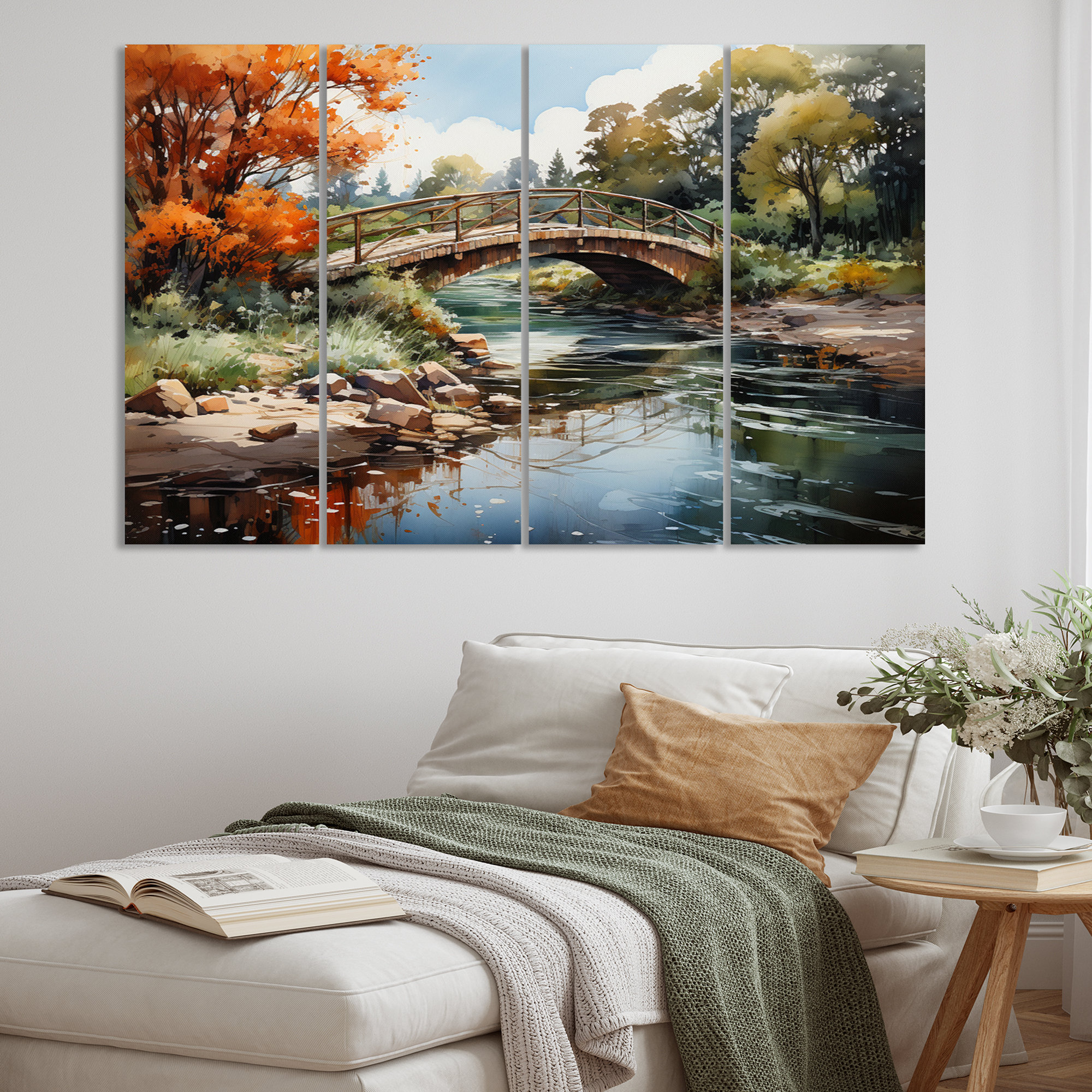 Design Art Beige Bridge Impressionist Crossing An I - Architecture Wall ...