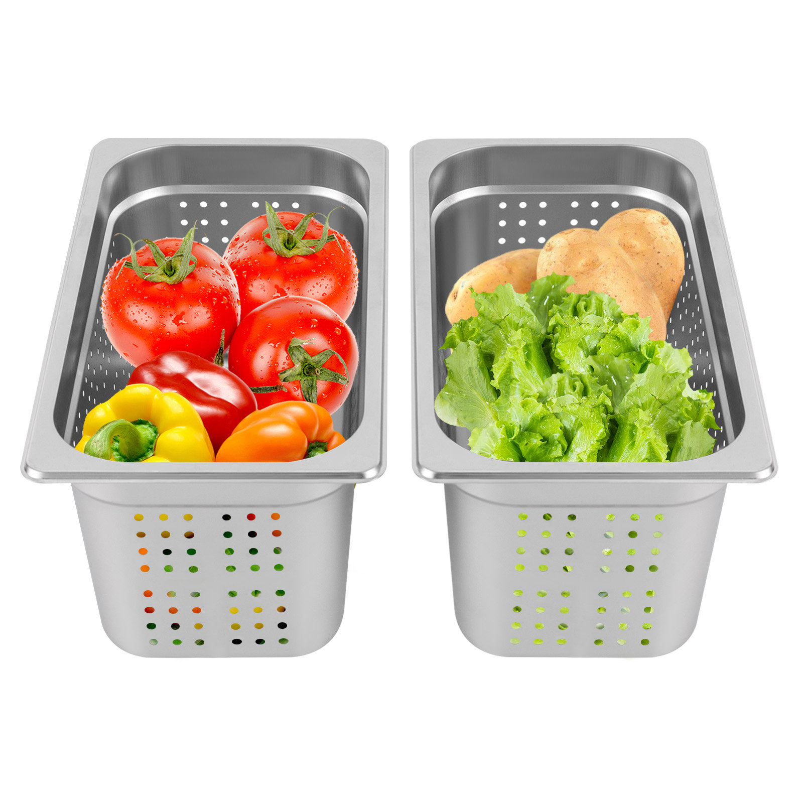 YYBUSHER 2-Pack Perforated Stainless Steel Steam Table Pan | Wayfair
