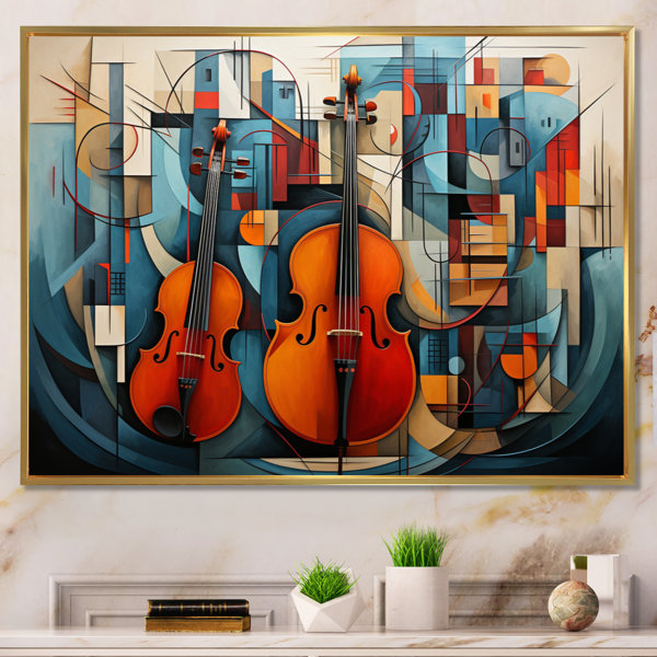 Ivy Bronx Cubism Music Forms I Framed On Canvas Print | Wayfair