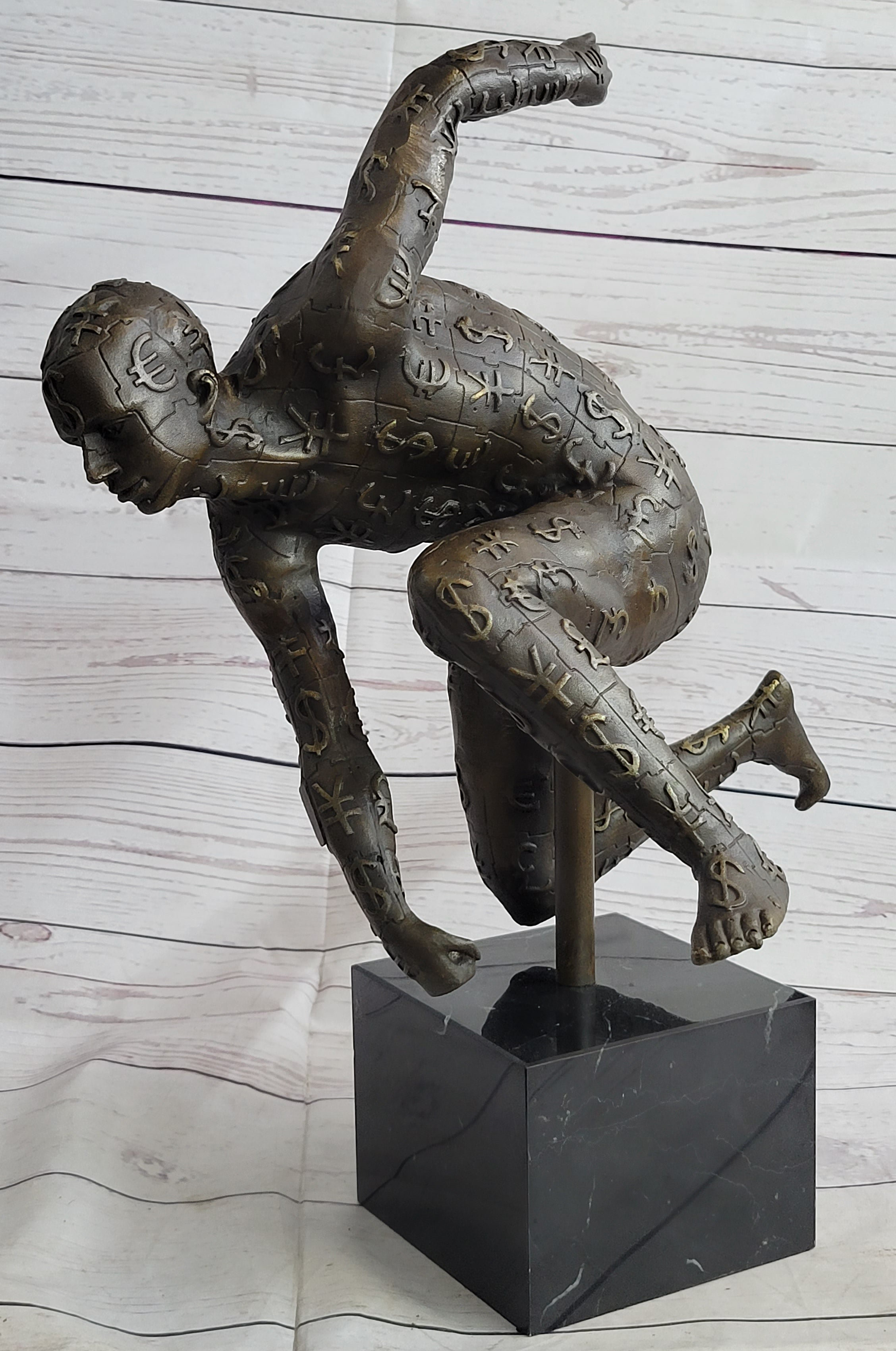 Red Barrel Studio® Running For The Money Bronze Metal Sculpture Statue ...