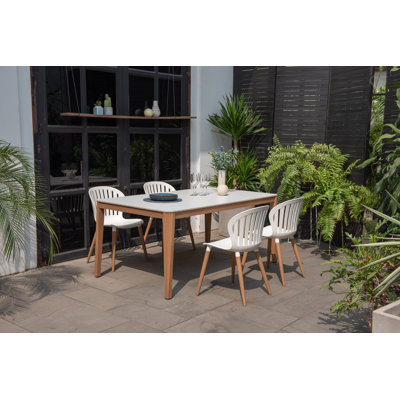 Wade Logan® Amazonia Outdoor Patio 5pc 100% FSC Certified Wood Dining ...