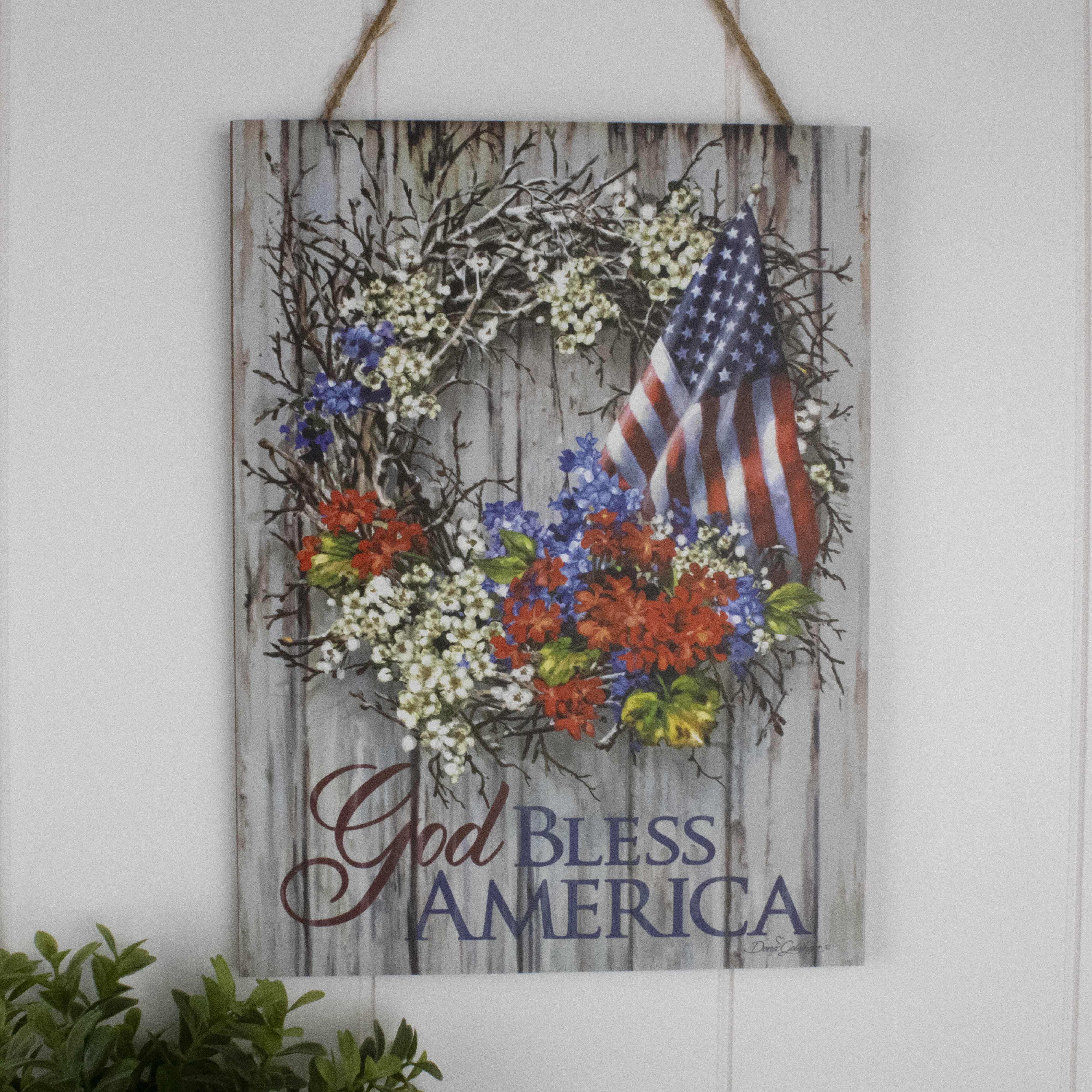 Glow Decor God Bless America Wooden Sign with Rope Hanger & Reviews ...