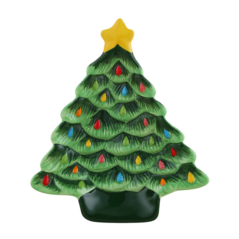 Mr. Christmas 6 in. Nostalgic Ceramic Tree Plate - Green | Wayfair