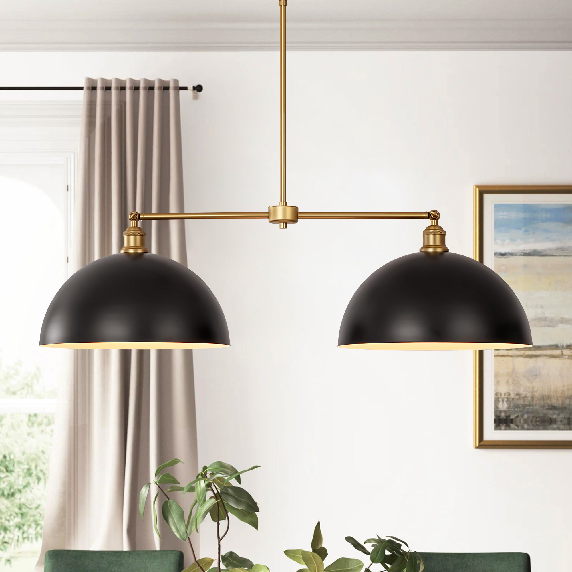 Everly Quinn 2 - Light Dimmable Dome Kitchen Island Pendant Light | Wayfair