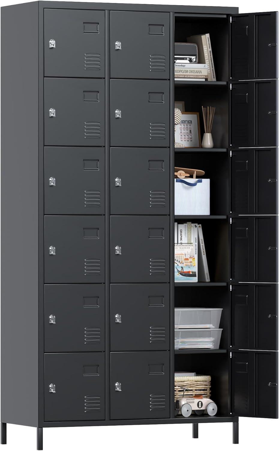 GangMei 18 Doors Storage Locker Combination With Business Card Holder ...