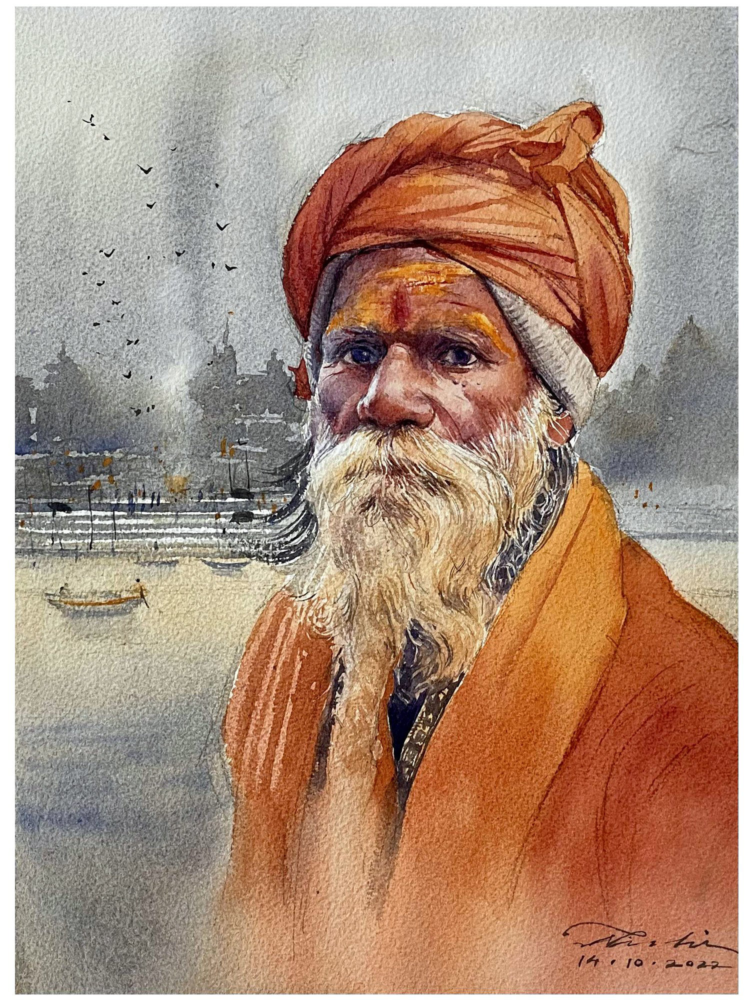 Exotic India Sadhu Painting | Watercolor On Paper | Nishikant Palande ...