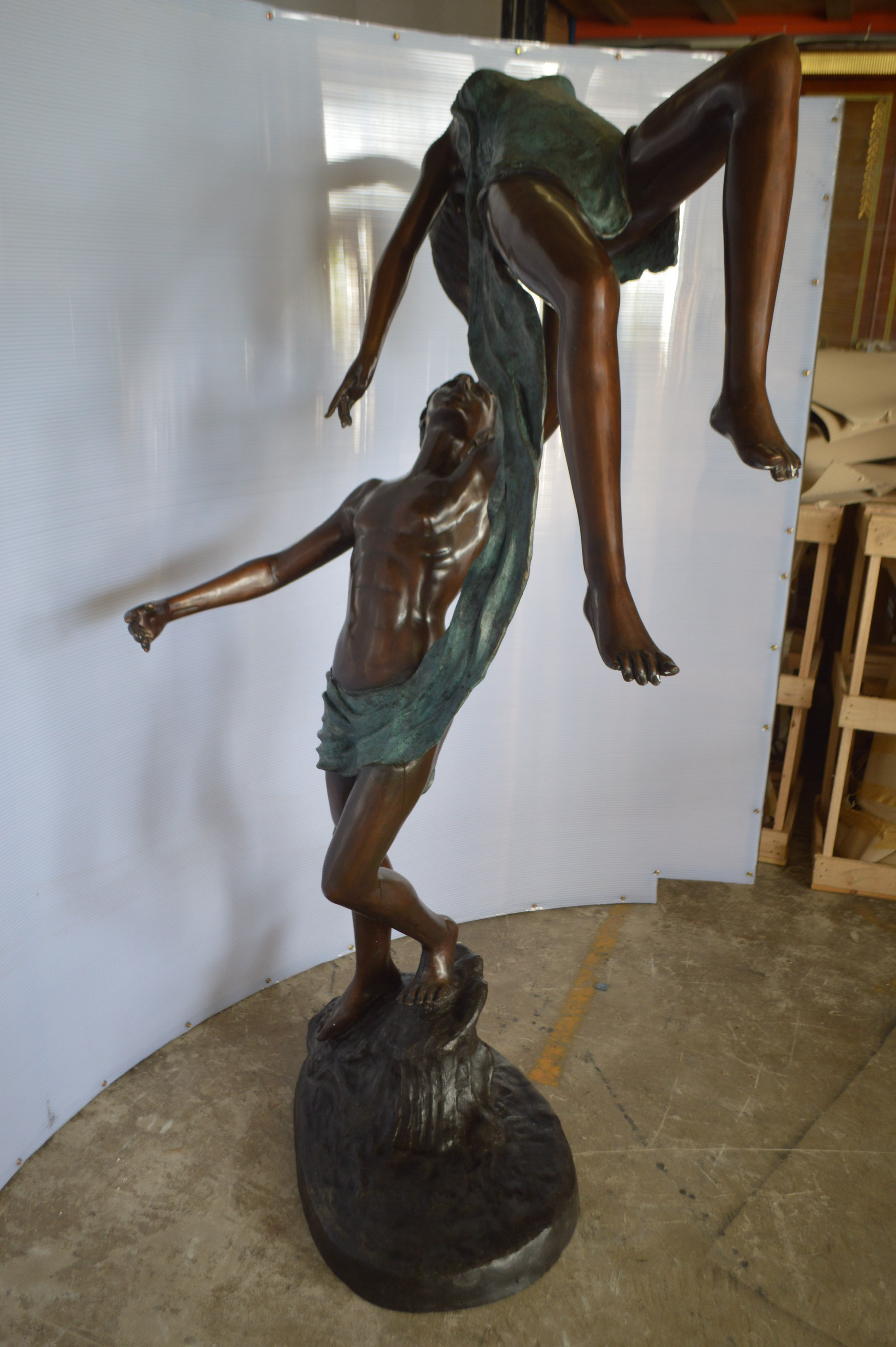 Nifao Statues Ballet Man Raising Lady Bronze Statue - Size: 54"L X 33"W ...