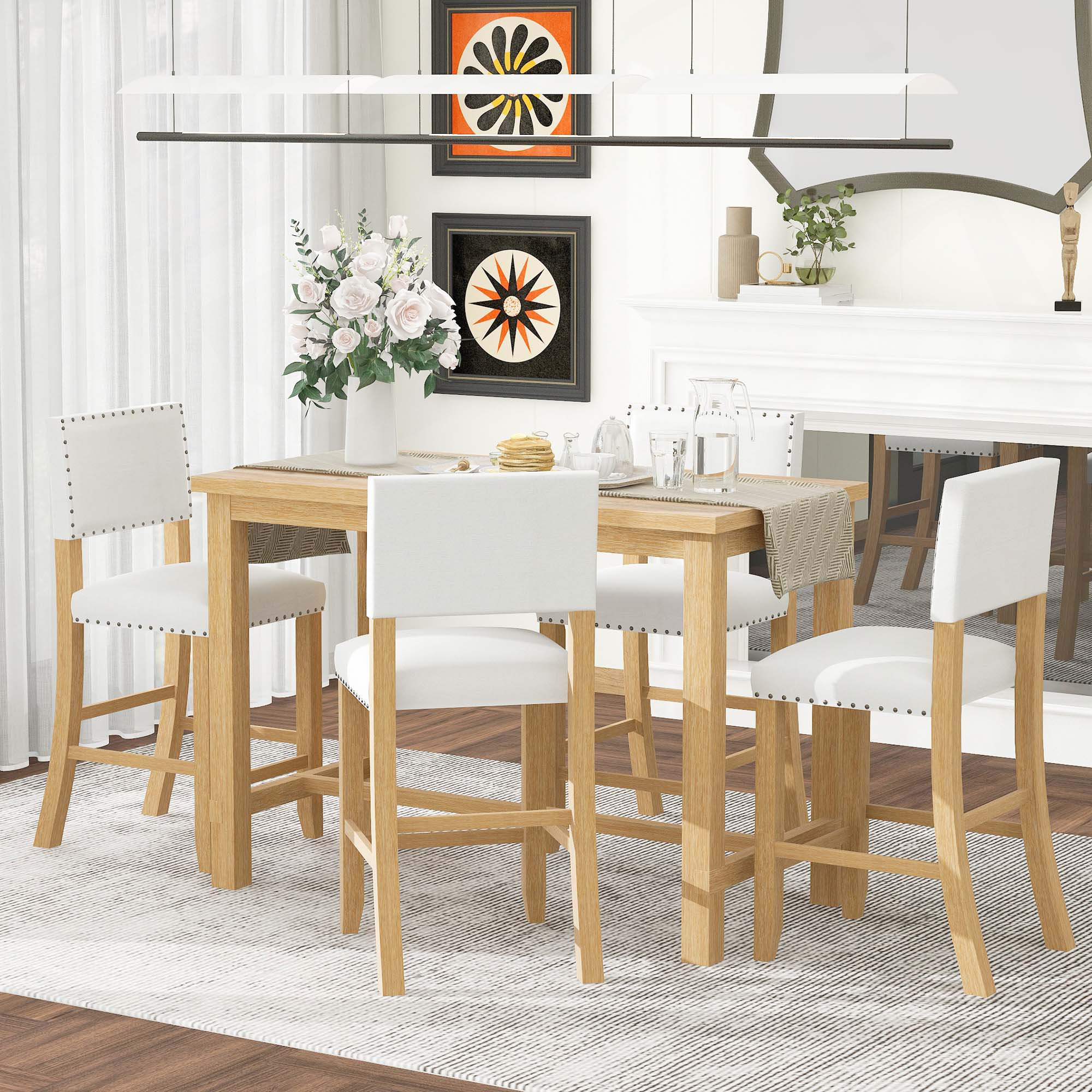 Rosalind Wheeler 5-Piece Counter Height Dining Table With 4 Chairs ...