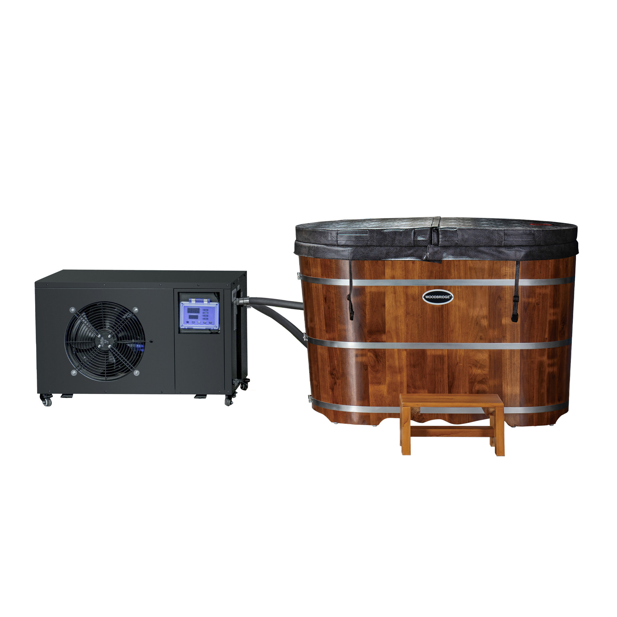 WoodBridge 54'' Rubber Wood Luxury Ice Tub With External Dual-Function ...