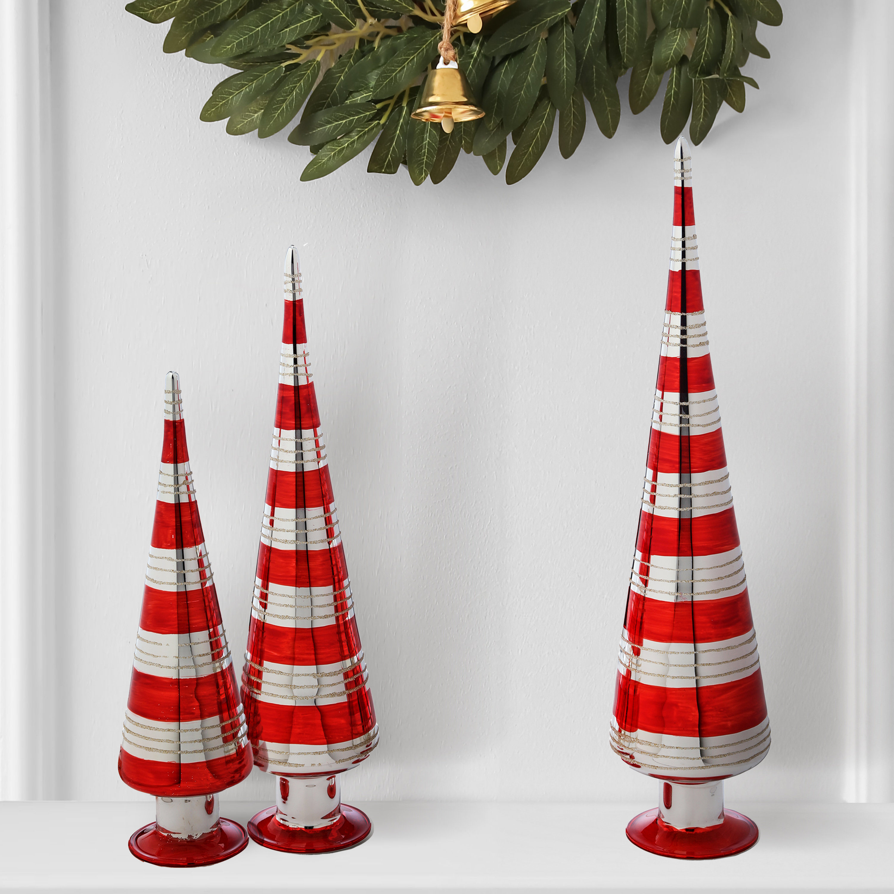 The Holiday Aisle® 12" Glass Stripe Tree | Wayfair
