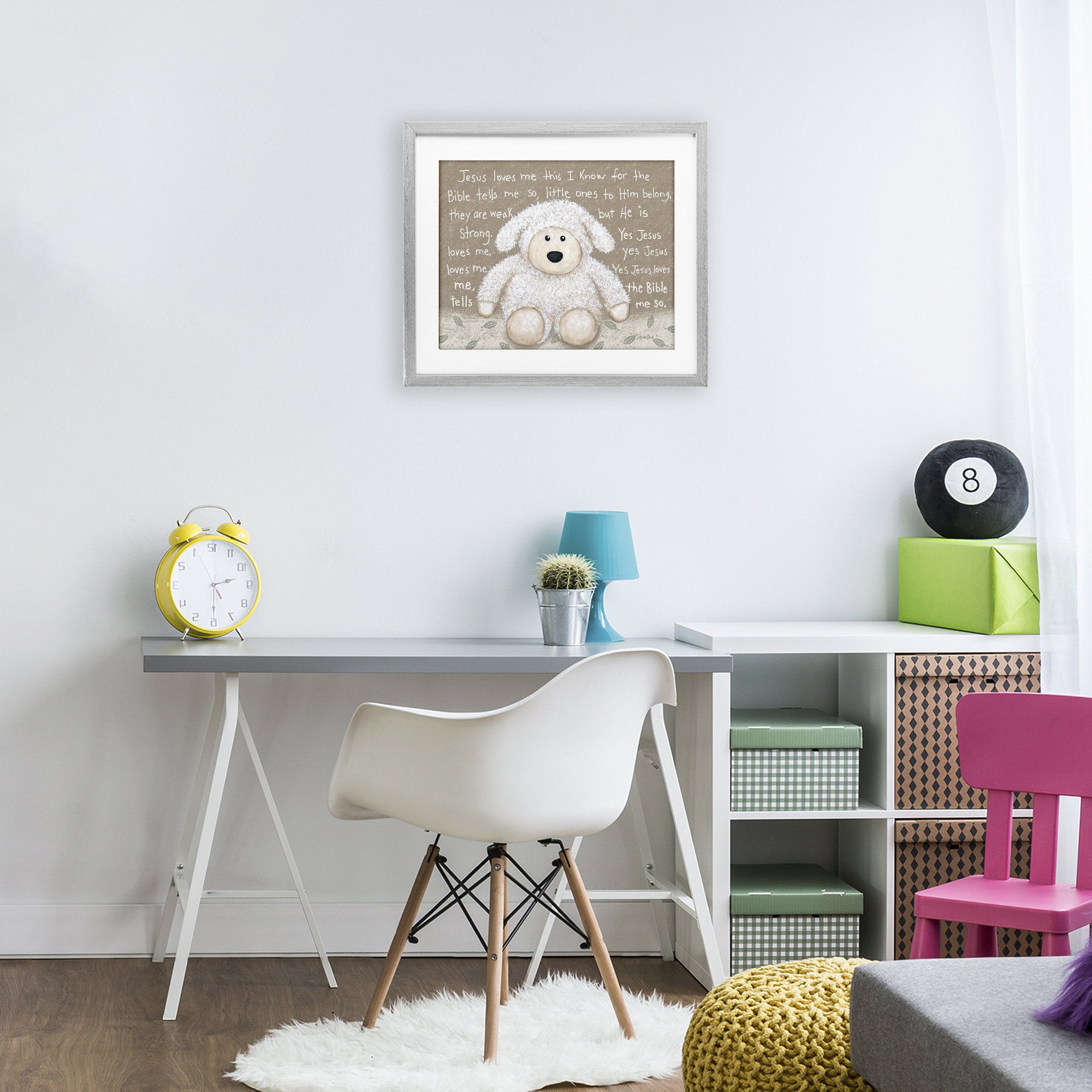 Ophelia & Co. Jesus Loves Me Little Lamb Framed Print Under Glass ...