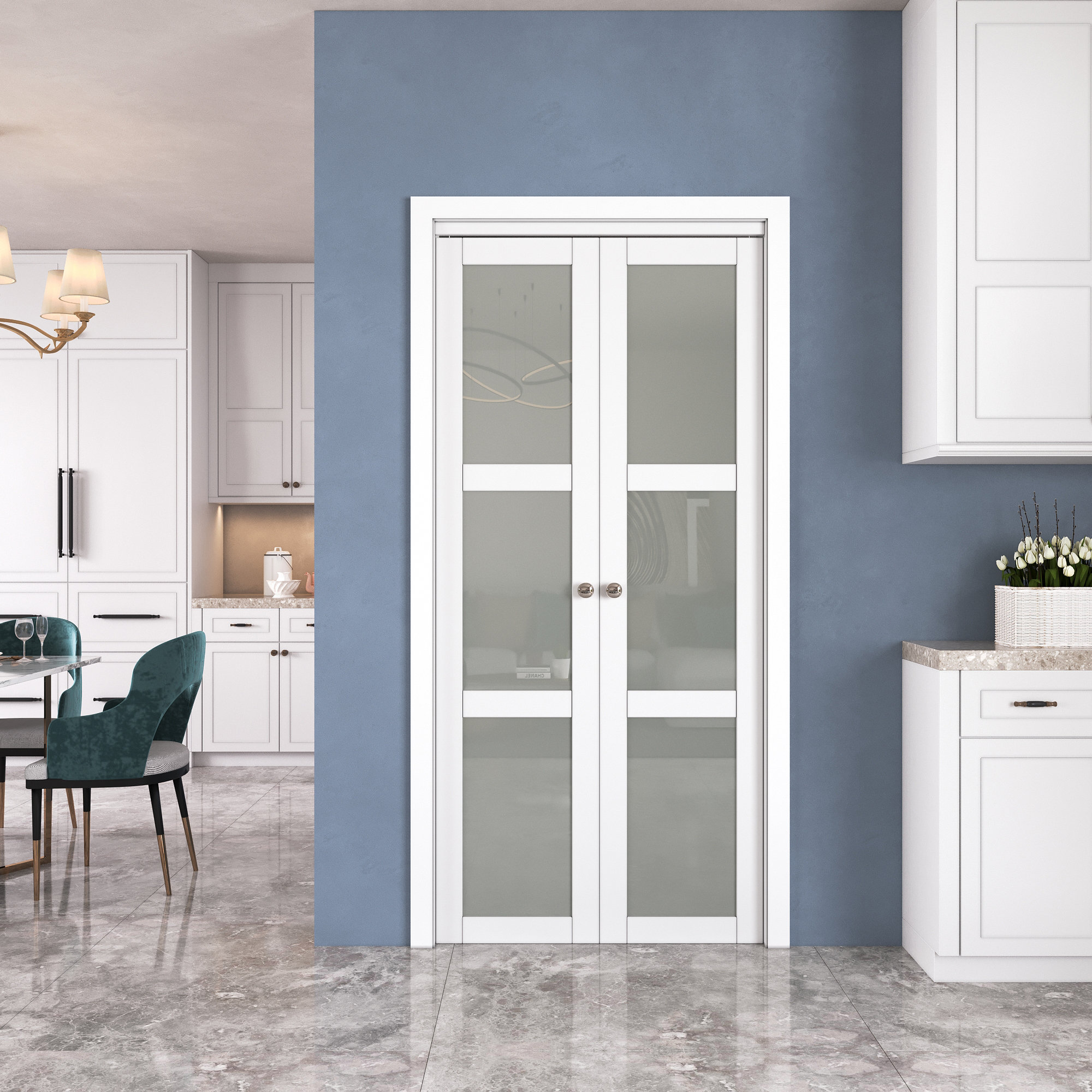 Win Stellar 3-Lite Forested Glass French-Pivot Doors Or Bi-Fold Doors ...