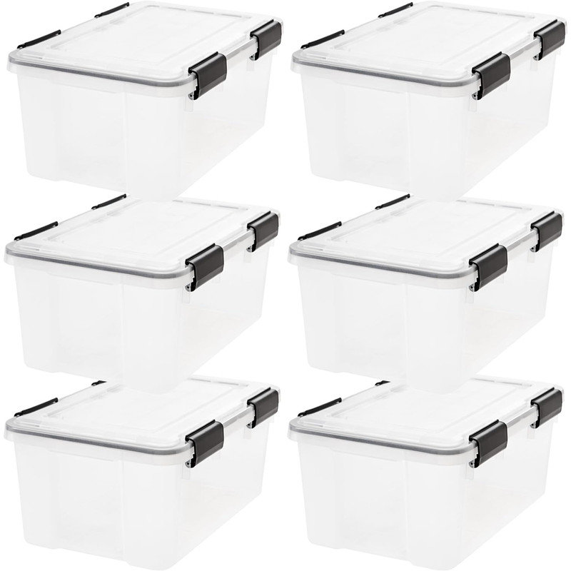 Rebrilliant 19Qt Storage Box, Heavy Duty Moving Containers,6 Pack Clear ...