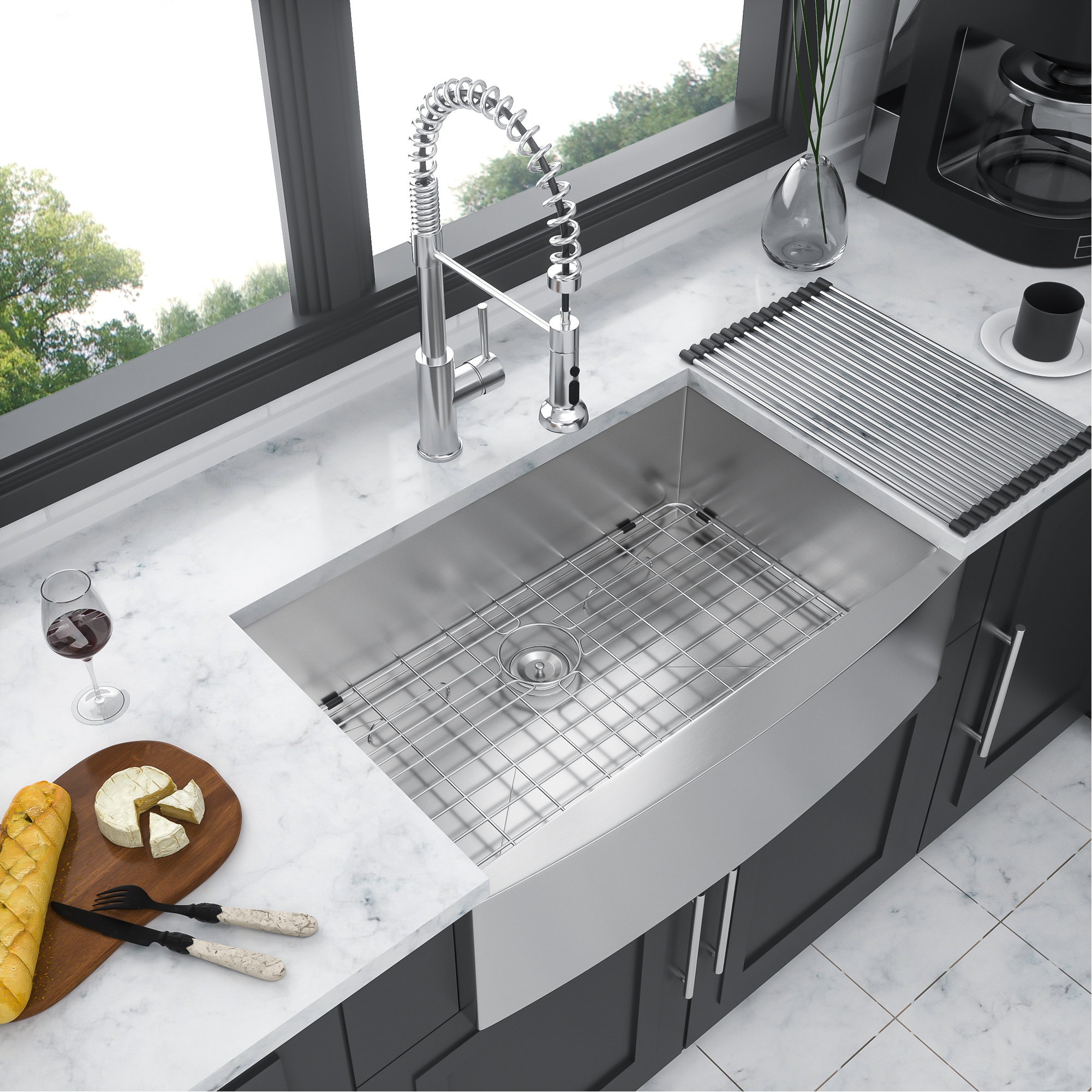 BOAIXINGFAN 33 Farmhouse Sink - 33 Inch Kitchen Sink Stainless Steel 16 ...