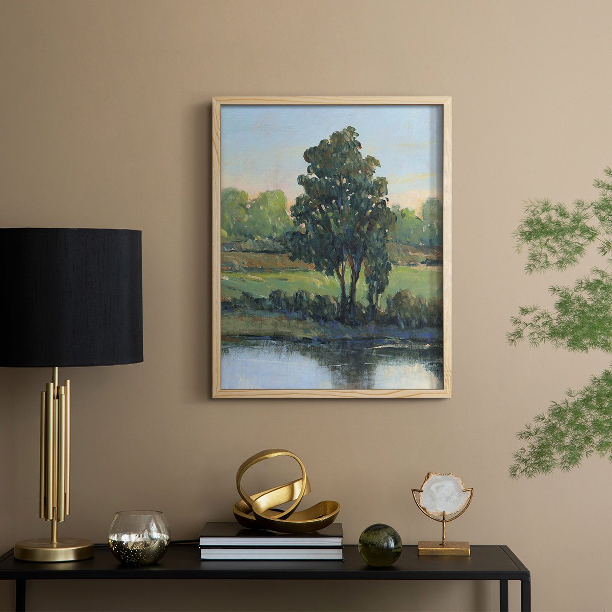 Lark Manor™ Tree by the Riverbank I Framed Print - Solid Wood | Wayfair