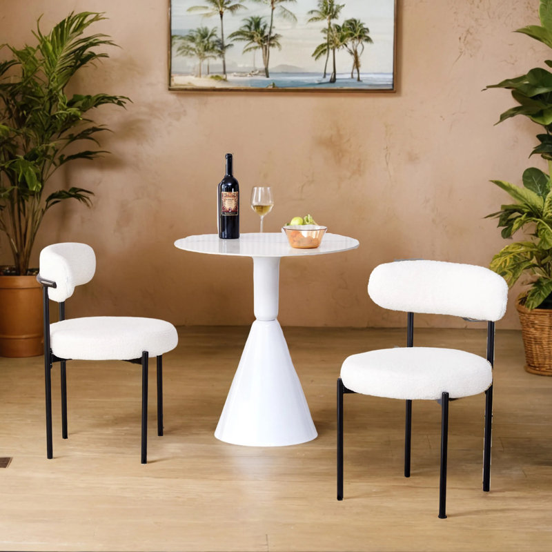 Ebern Designs 3-piece Set, 27” Long Dining Table, Suede Soft Dining ...