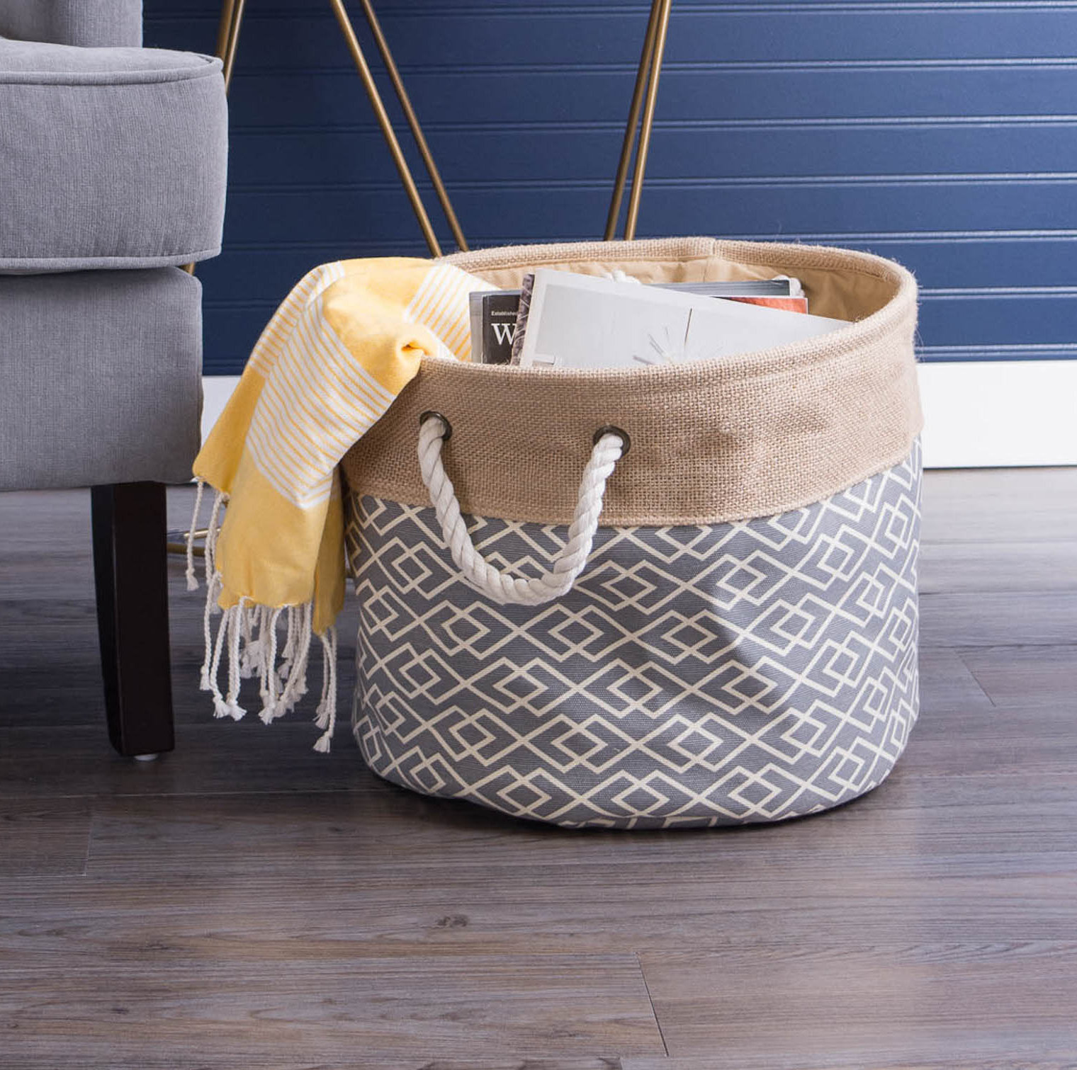 Foundry Select Easingwold Diamond Burlap Fabric Bin & Reviews | Wayfair