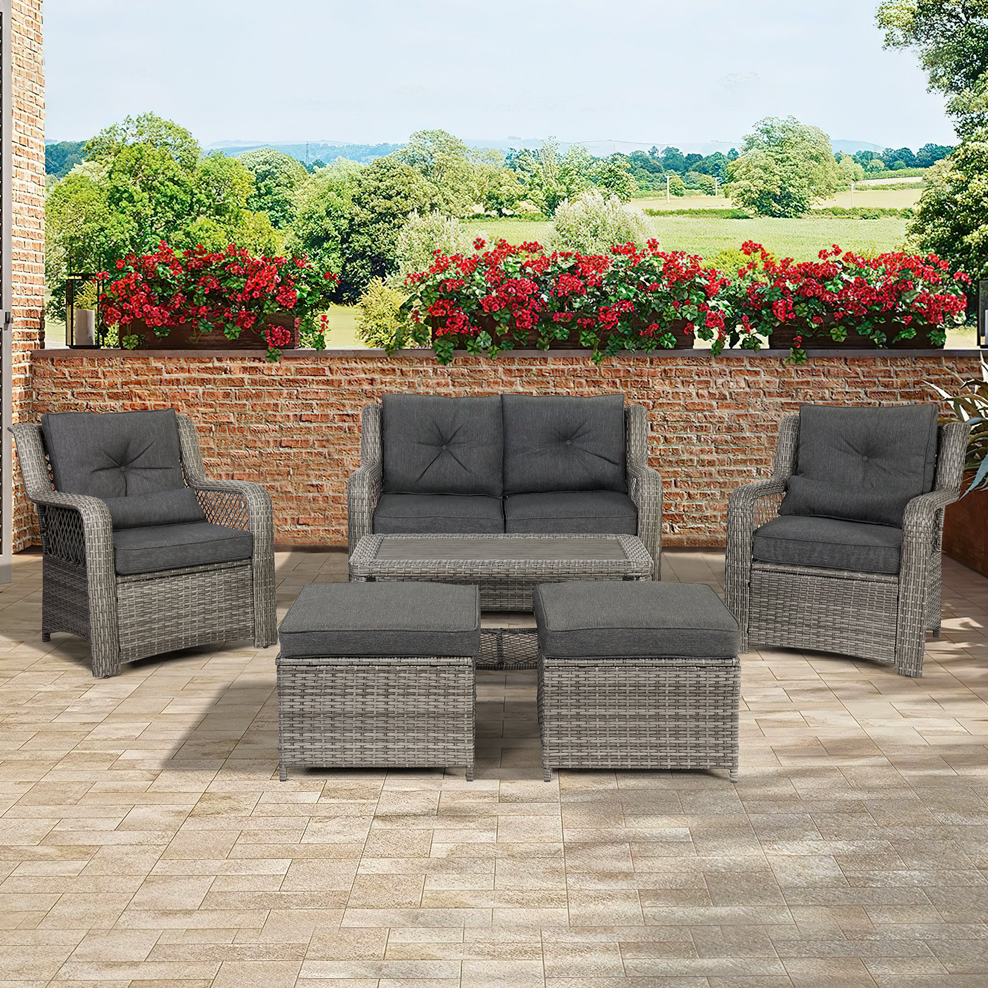 August Grove® Annkatrin 6 Piece Complete Patio Set with Cushions | Wayfair