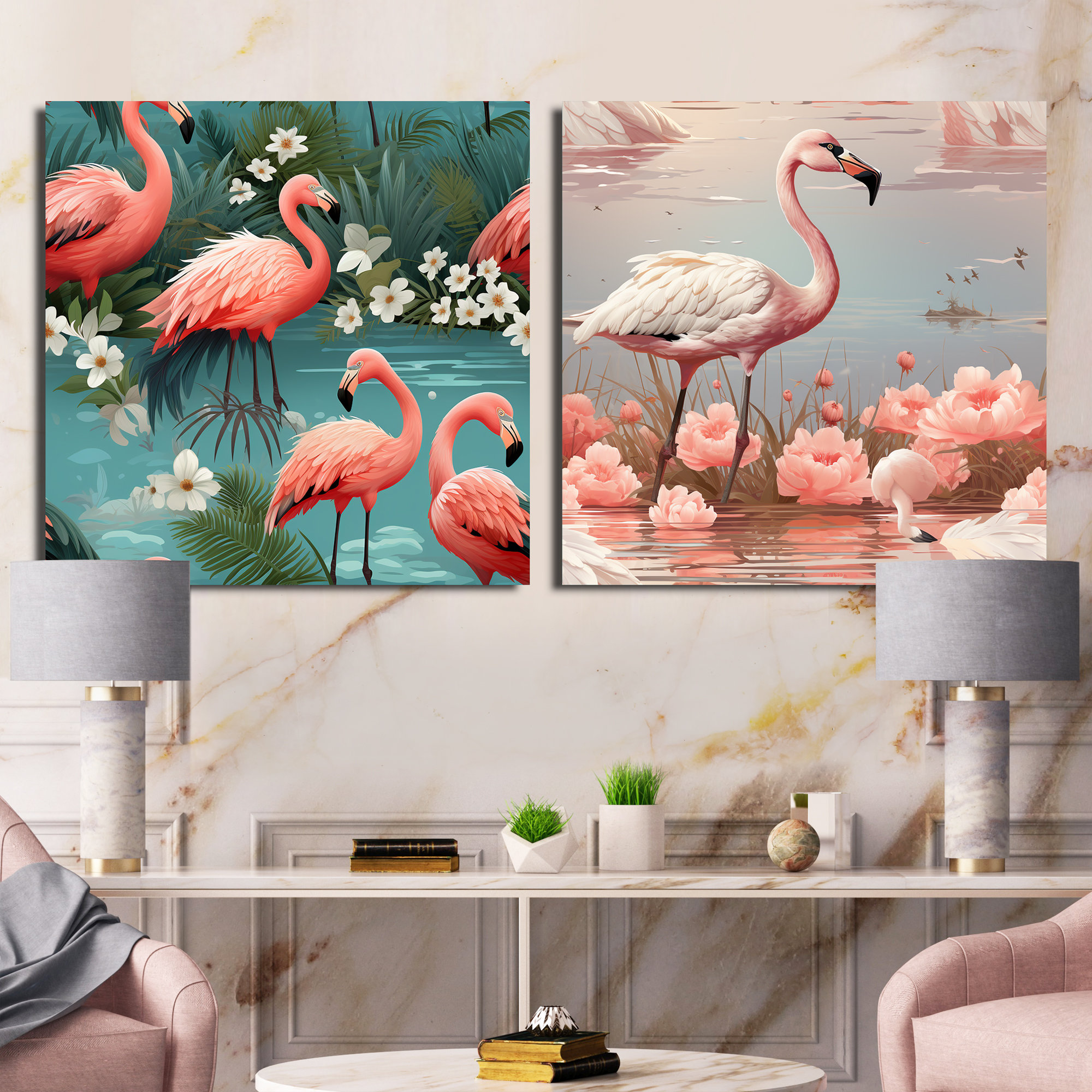 Bay Isle Home™ Flamingo Tropical Dream II - Animals Flamingo Square ...