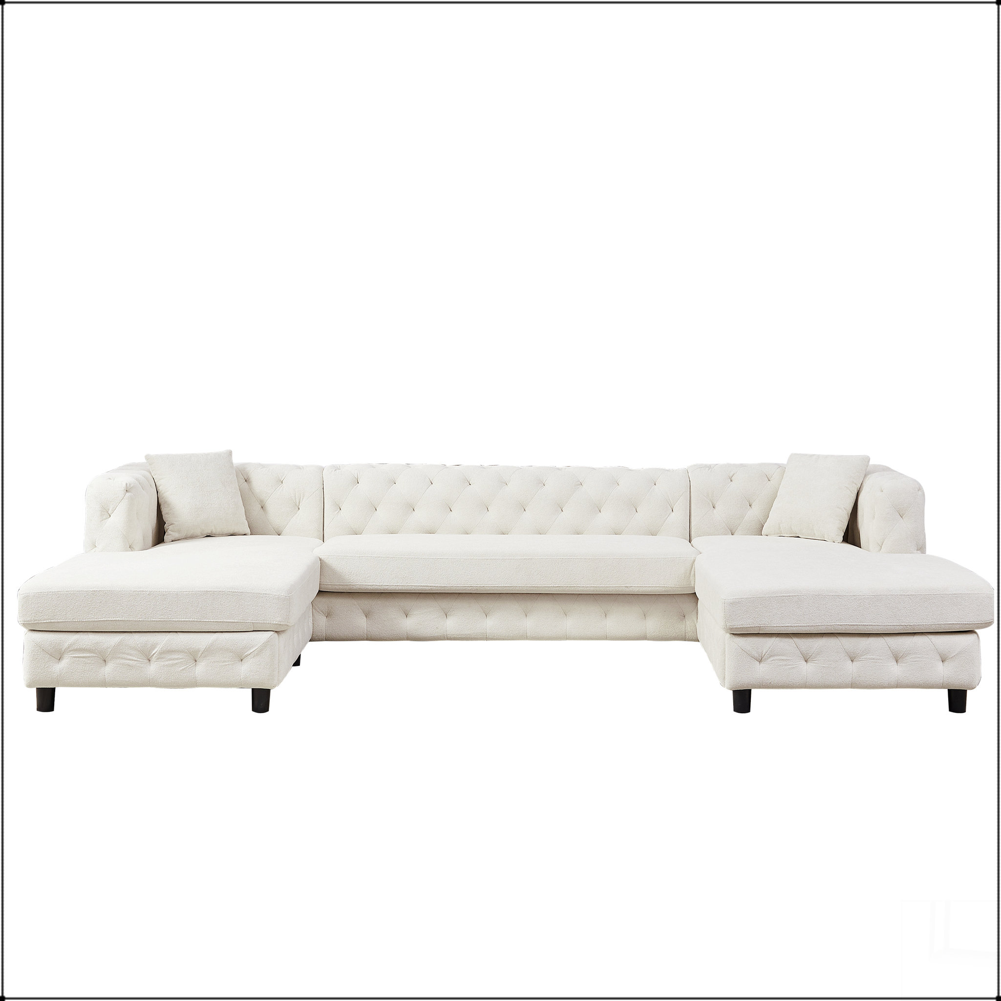Ebern Designs 126-inch Modern Style Chenille Three Piece Sofa, Pull ...