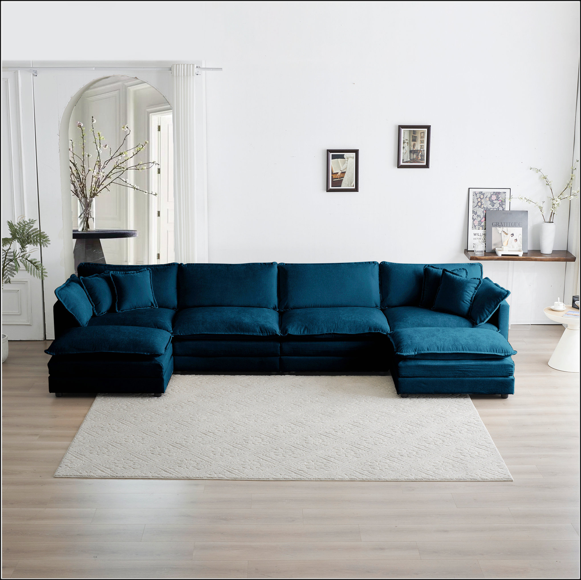 Latitude Run® U Shaped Couch with Reversible Chaise, Modular Large U ...