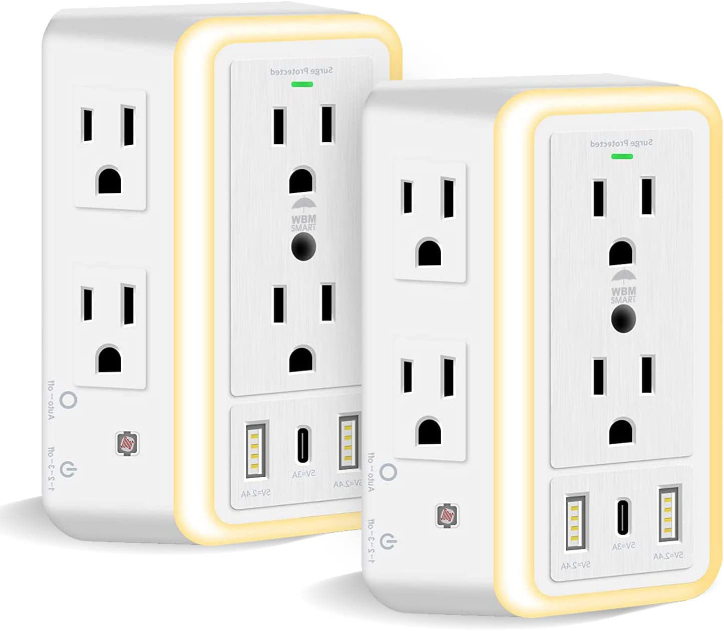 WBM SMART Multi Plug Outlet, 6-Outlet Extender with 2 USB Charging ...