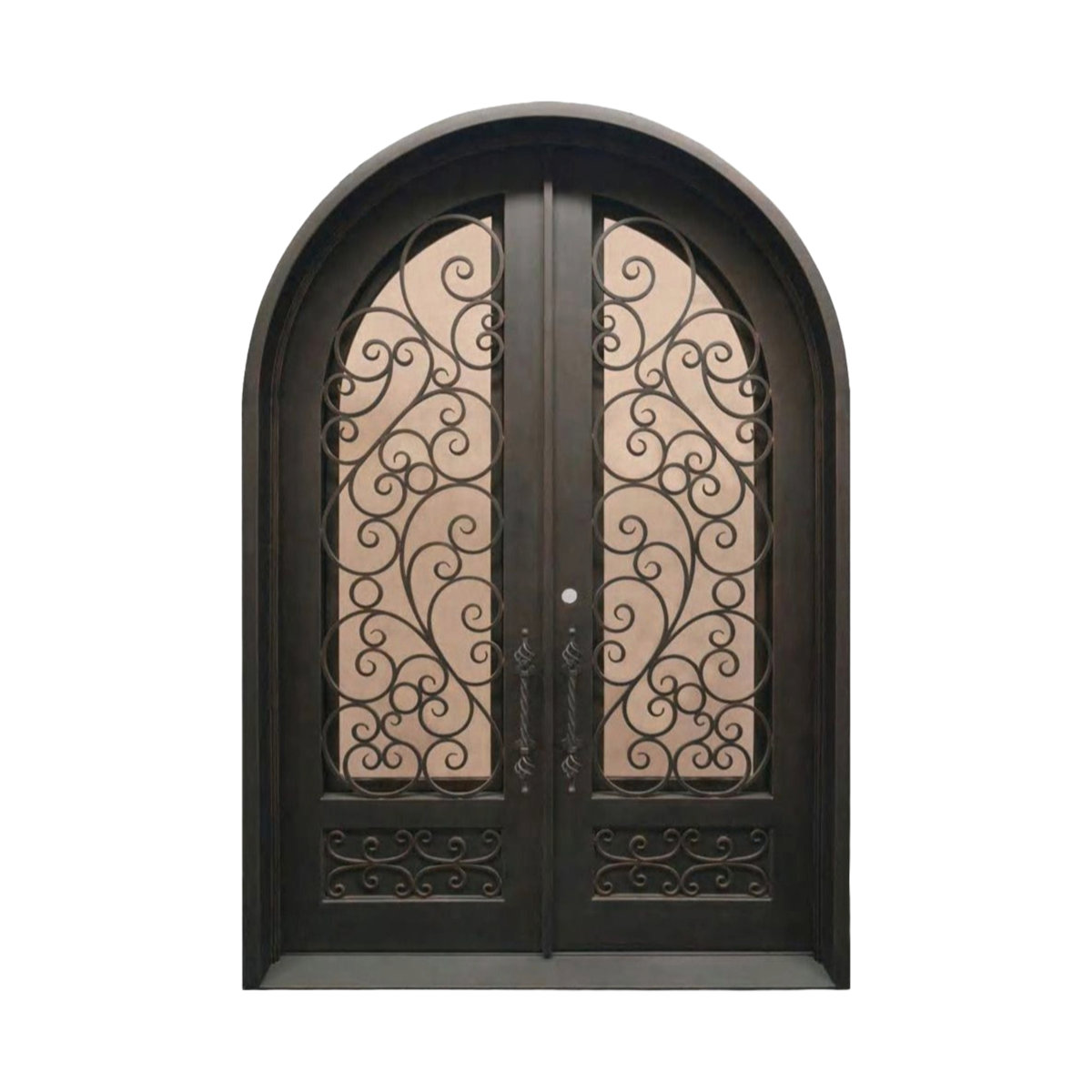Nationwide Iron Works Veiled Arch Iron Double Doors | Wayfair