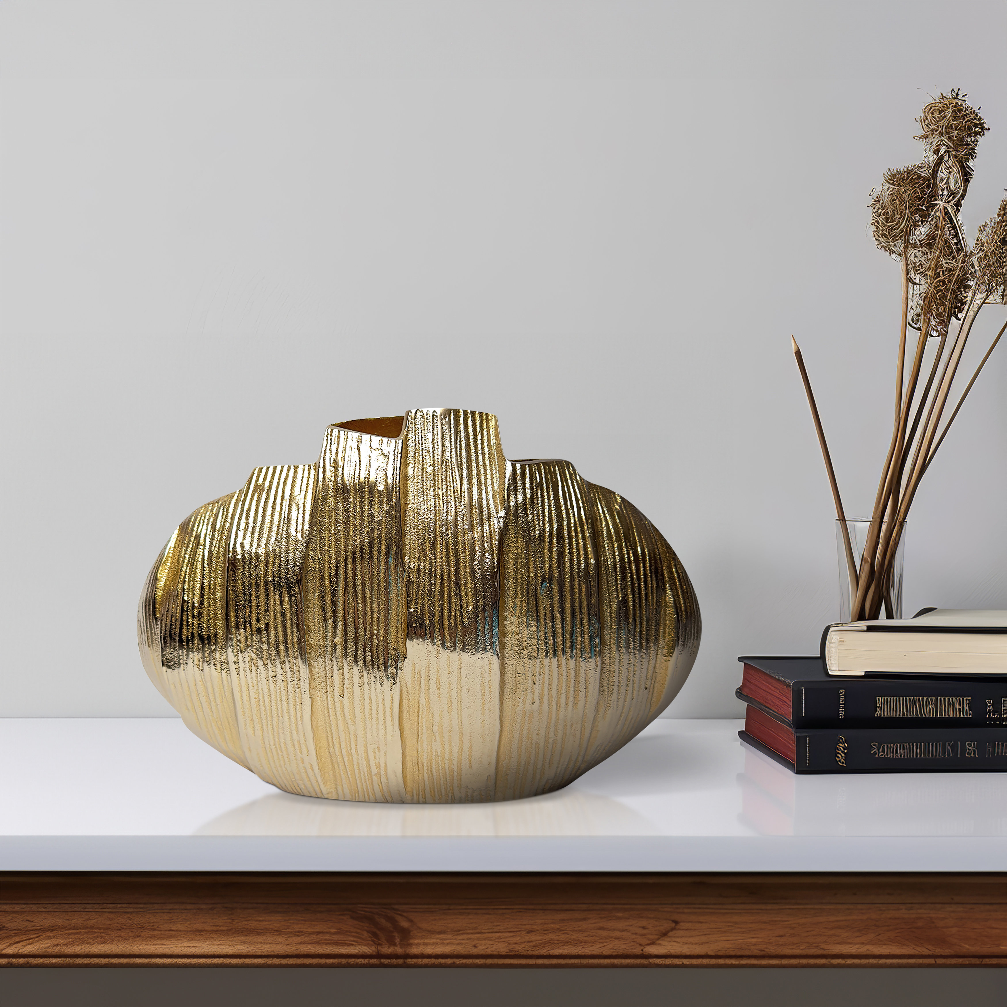 Mercer41 Metal, Pavia Gold Vase - Stylish Vases Collection | Wayfair