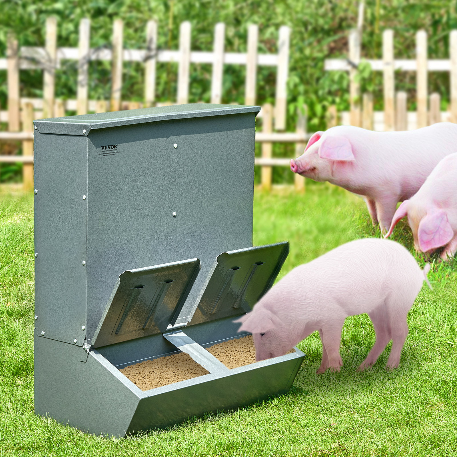 Stellweilan Tessberg Hog Feeder 3.7 Bushel Metal Double Door Pig Feeder ...