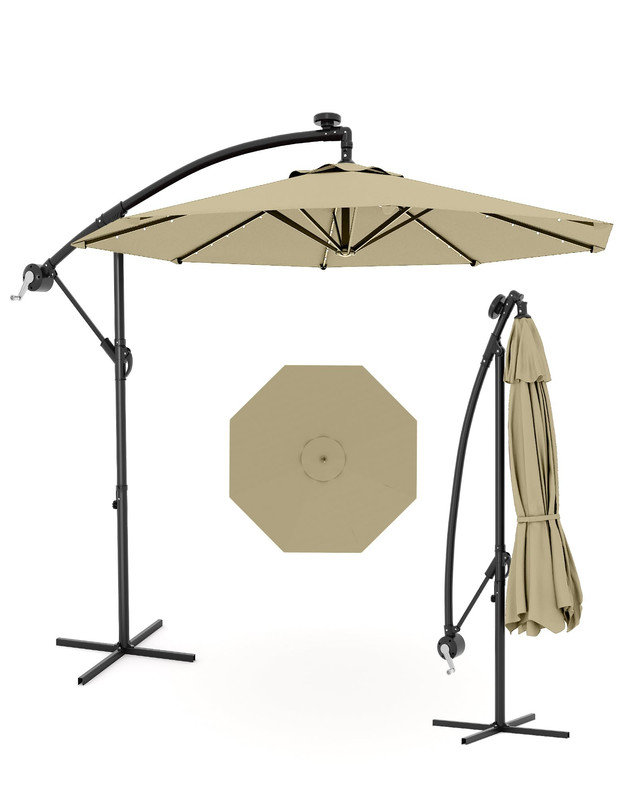 Arlmont & Co. 10FT Cantilever Patio Umbrella with Cross Base, Outdoor ...