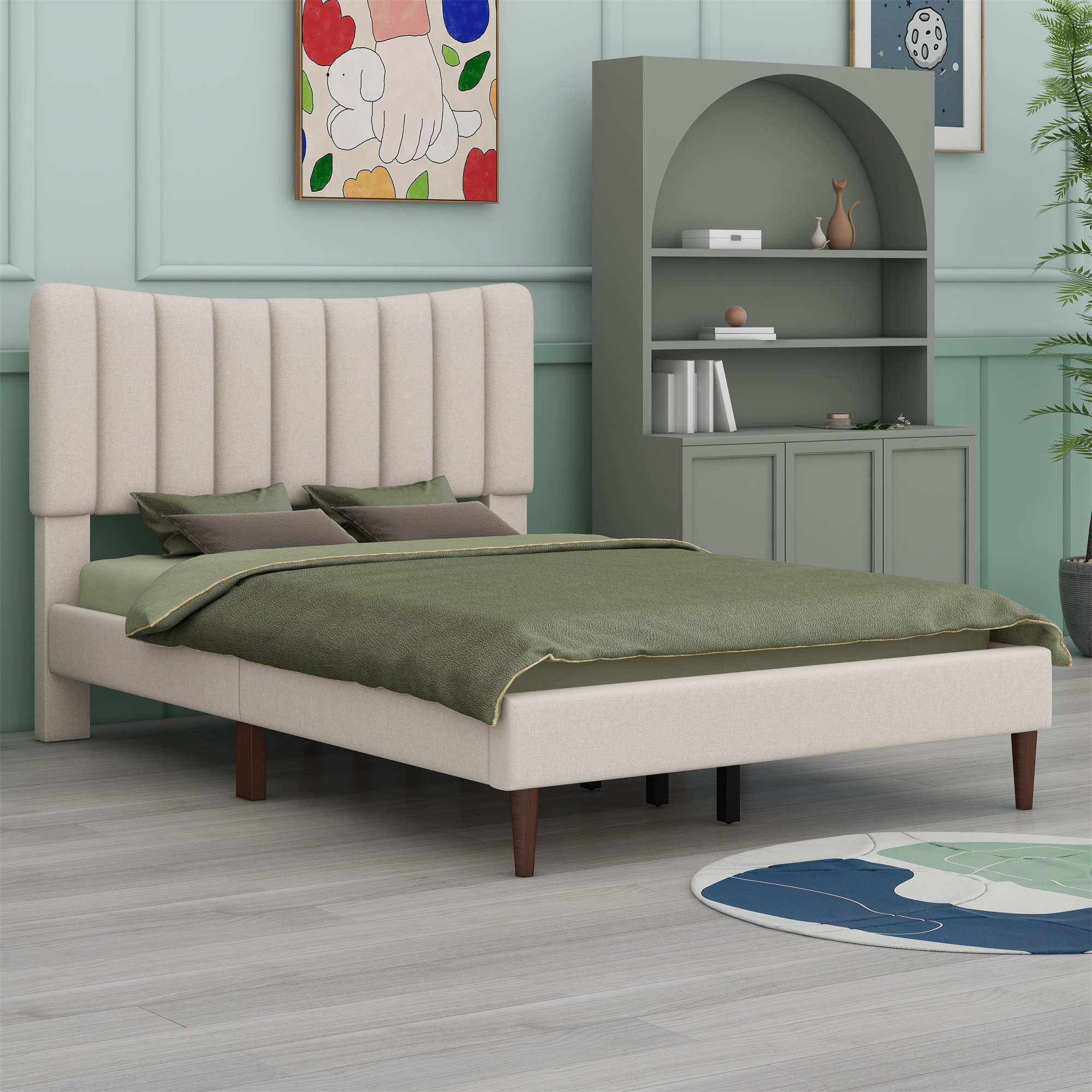 Latitude Run® Upholstered Platform Bed Frame With Vertical Channel ...