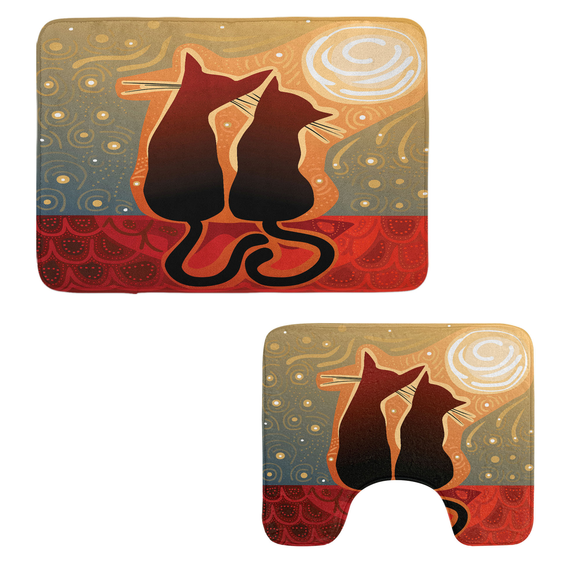 Ophelia & Co. Cat Bathroom Rug Set 2 Pieces Rectangle & Contour Mats ...