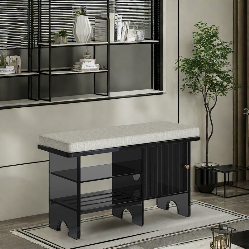 DICIXA Acrylic Shoe Changing Stool 4 Pair Shoe Storage Bench | Wayfair