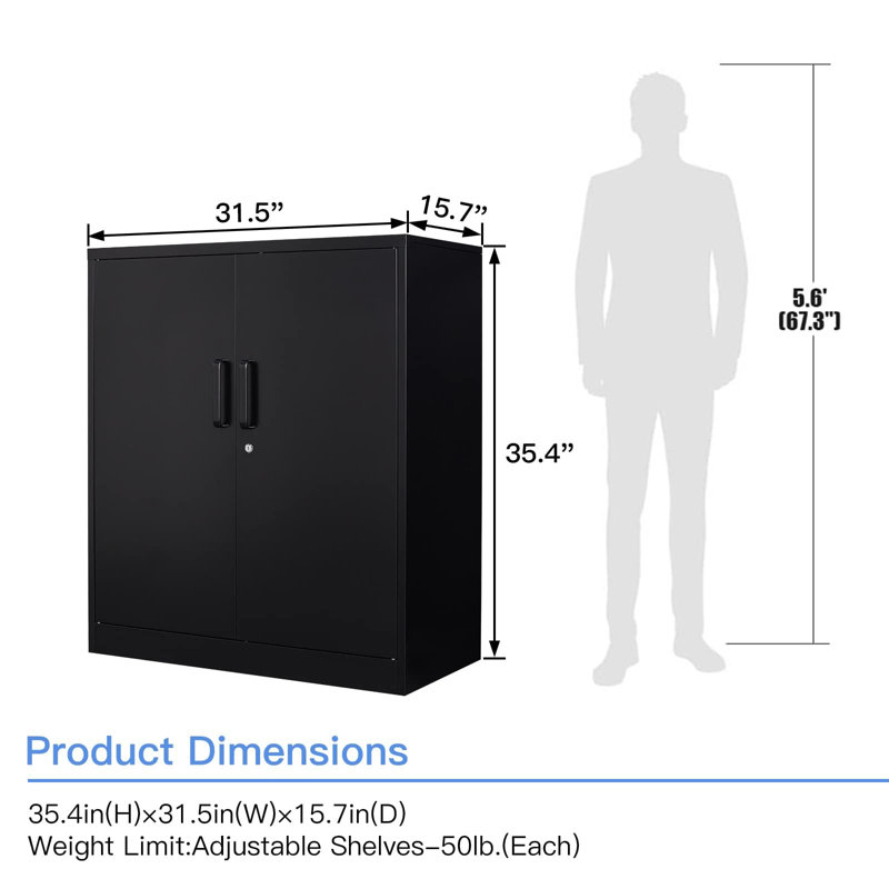 Ebern Designs Metal Storage Cabinets With Lock, Small Locker Steel ...