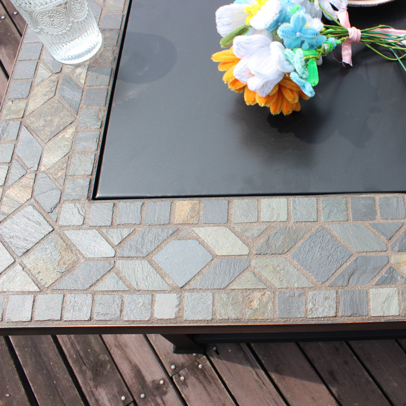 Red Barrel Studio® 25'' H x 28'' W Slate Propane Outdoor Fire Pit Table ...