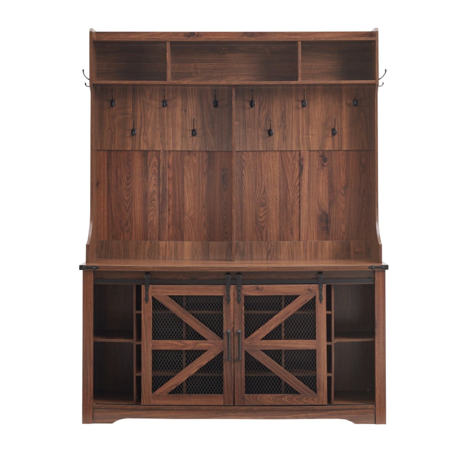 Gracie Oaks Krischan 59" Wide Farmhouse Hall Tree, Open Storage And ...