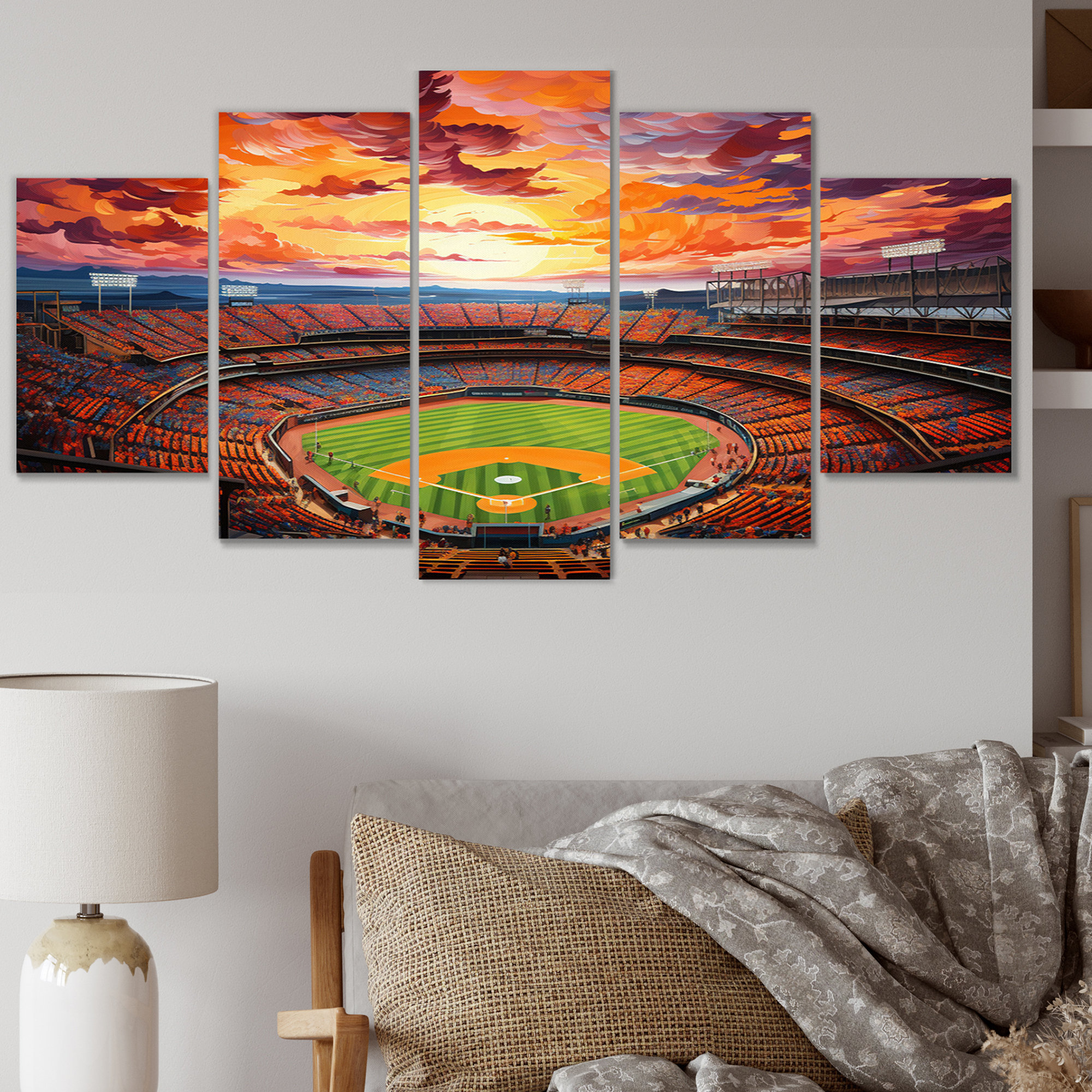 Red Barrel Studio® Abstract Baseball Stadium IV - Architecture Canvas ...