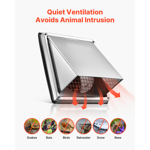 VEVOR 4 Inch External Extractor Wall Vent Cover Stainless Steel 1 Pack ...